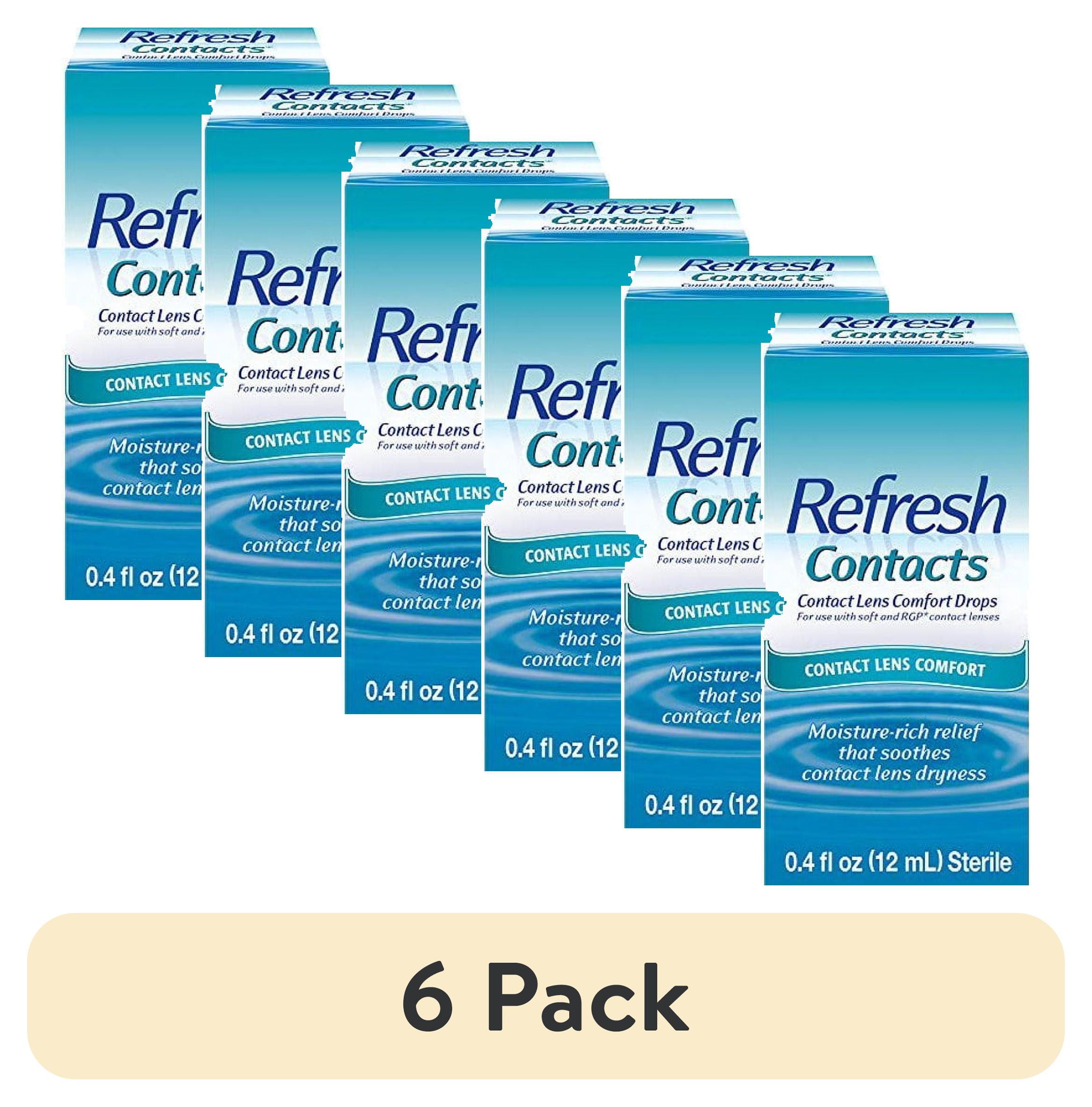 (6 pack) Refresh Contacts Contact Lens Comfort Drops, 0.4 fl oz (12mL ...