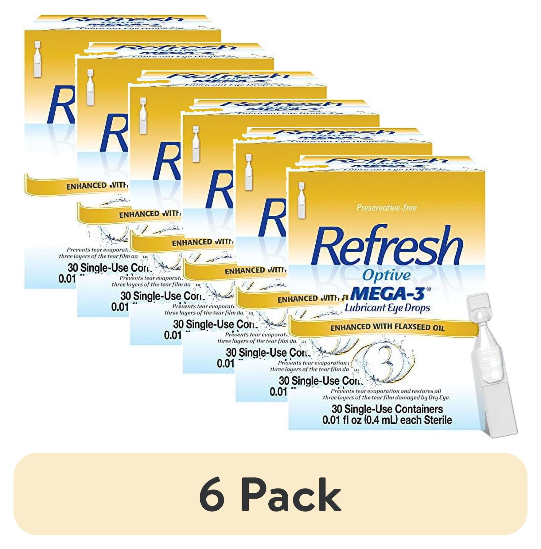 (6 pack) Refresh Optive Mega-3 Lubricant Eye Drops, Preservative-Free ...