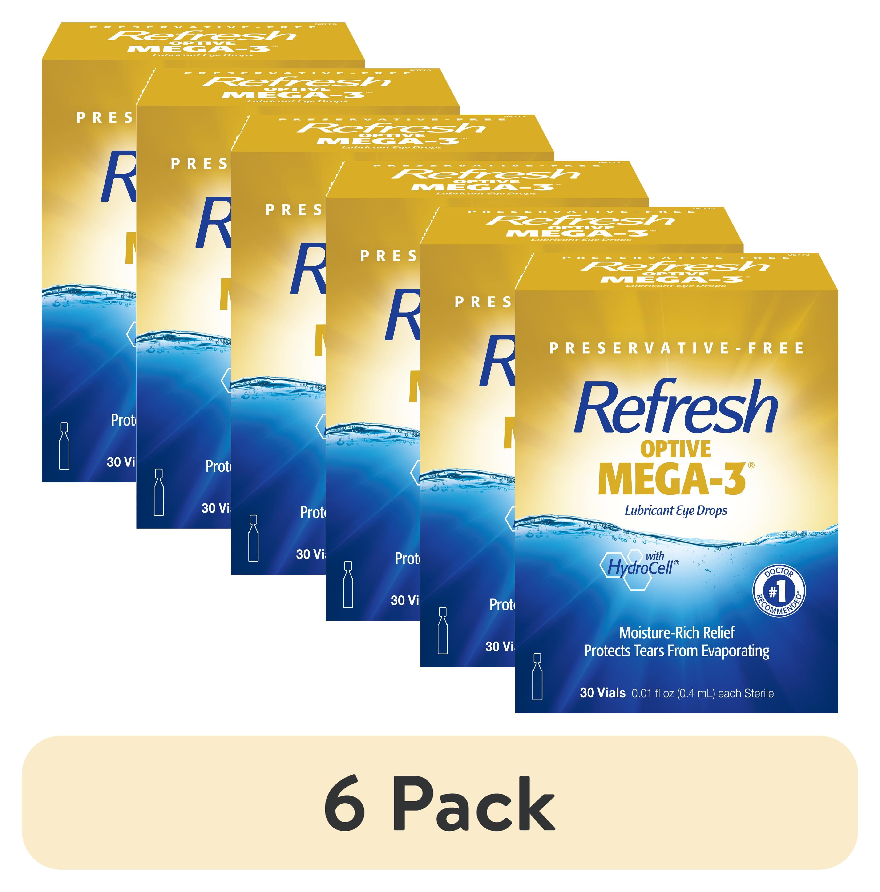 (6 pack) Refresh Optive Mega-3 Lubricant Eye Drops Preservative-Free ...