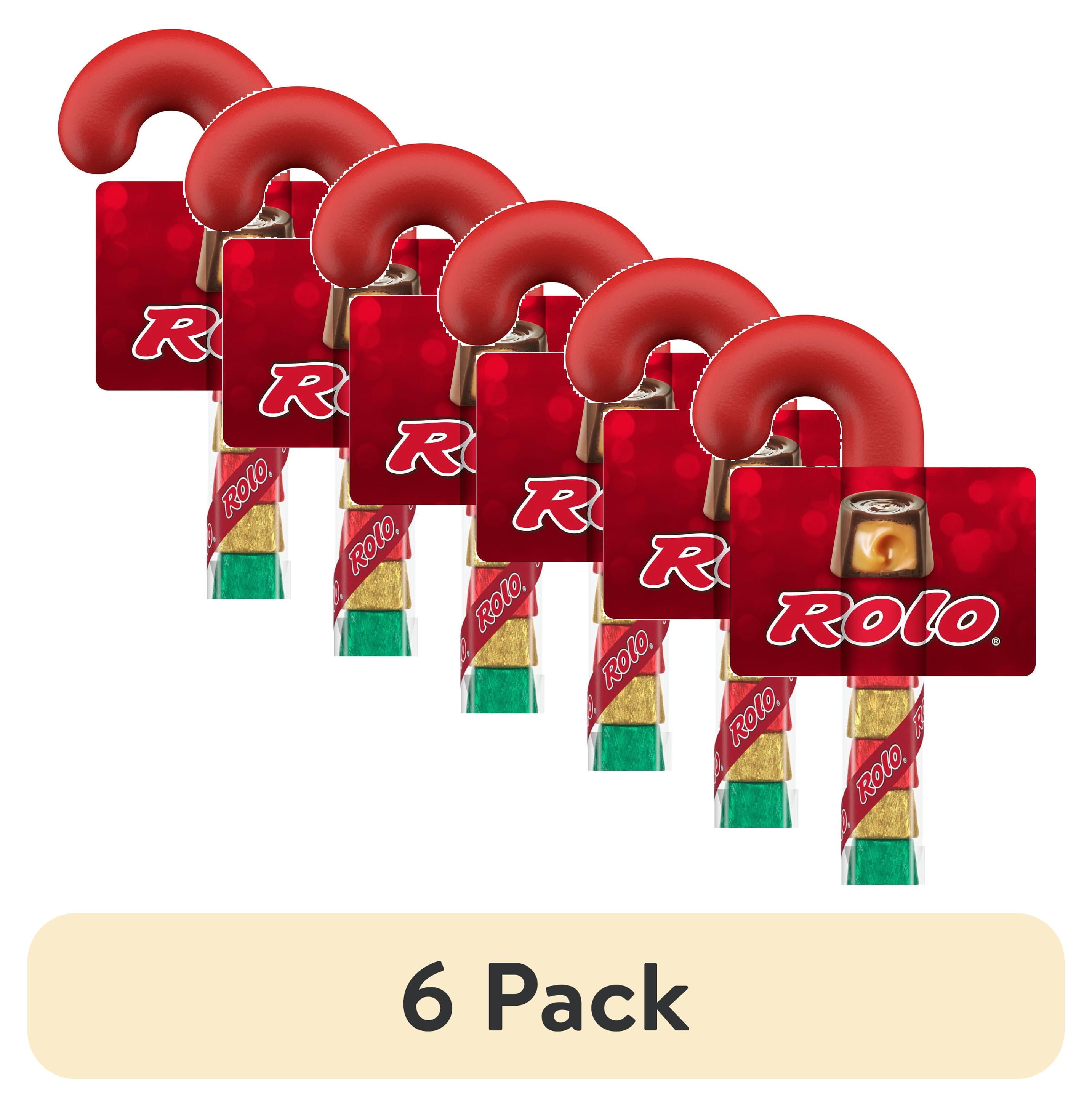 (6 pack) Rolo Rich Chocolate Caramels Christmas Candy, Plastic Cane 2.2 ...