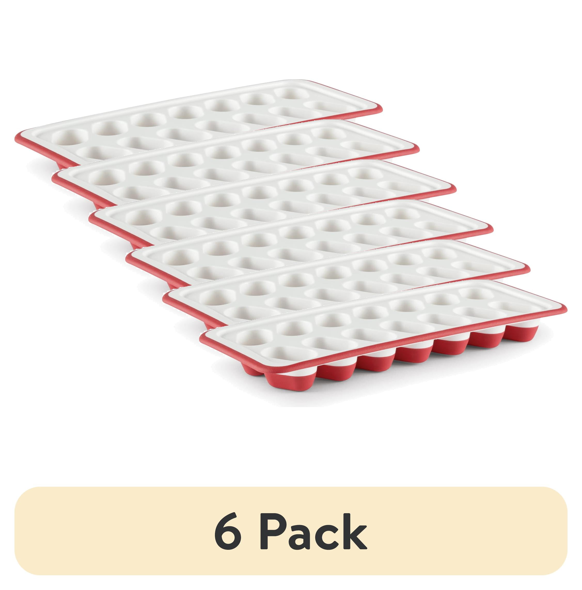 (6 pack) Rubbermaid 6013371 Plastic & Silicone Ice Tray, Red & White ...