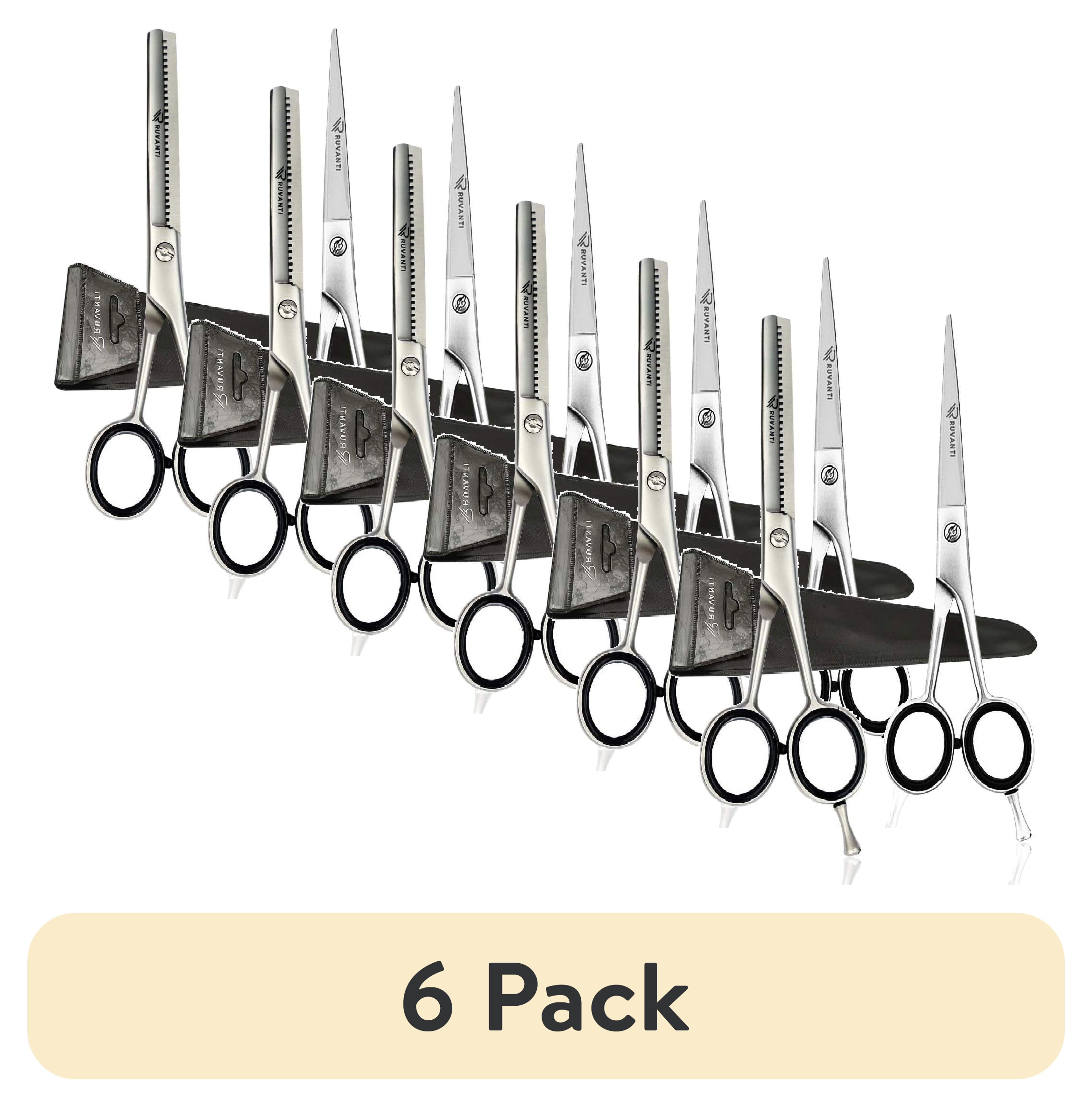 (6 pack) Ruvanti Professional Hair Cutting Scissors Kit/Thinning Shears ...
