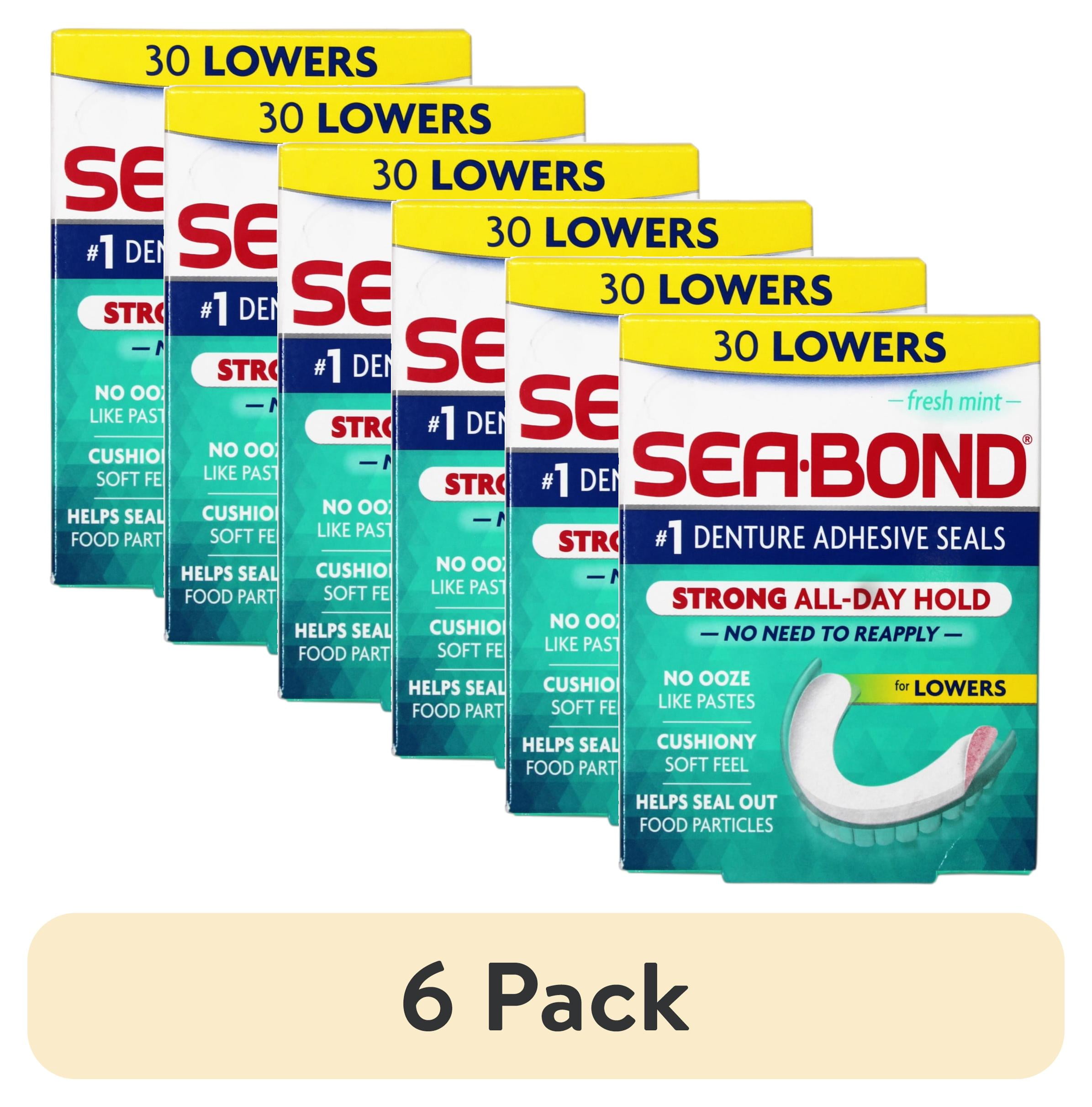 (6 pack) Sea Bond Secure Denture Adhesive Seals, Fresh Mint Lowers, All ...