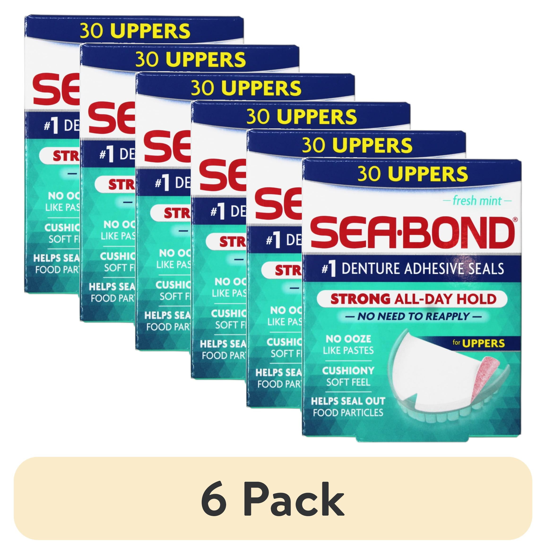 (6 pack) SEA-BOND Denture Adhesive Seals Uppers Fresh Mint, 30 Each ...