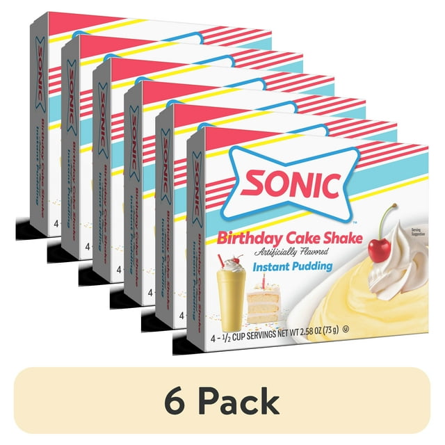 (6 pack) SONIC® Birthday Cake Shake Instant Pudding, 4 Servings, 2.58 ...