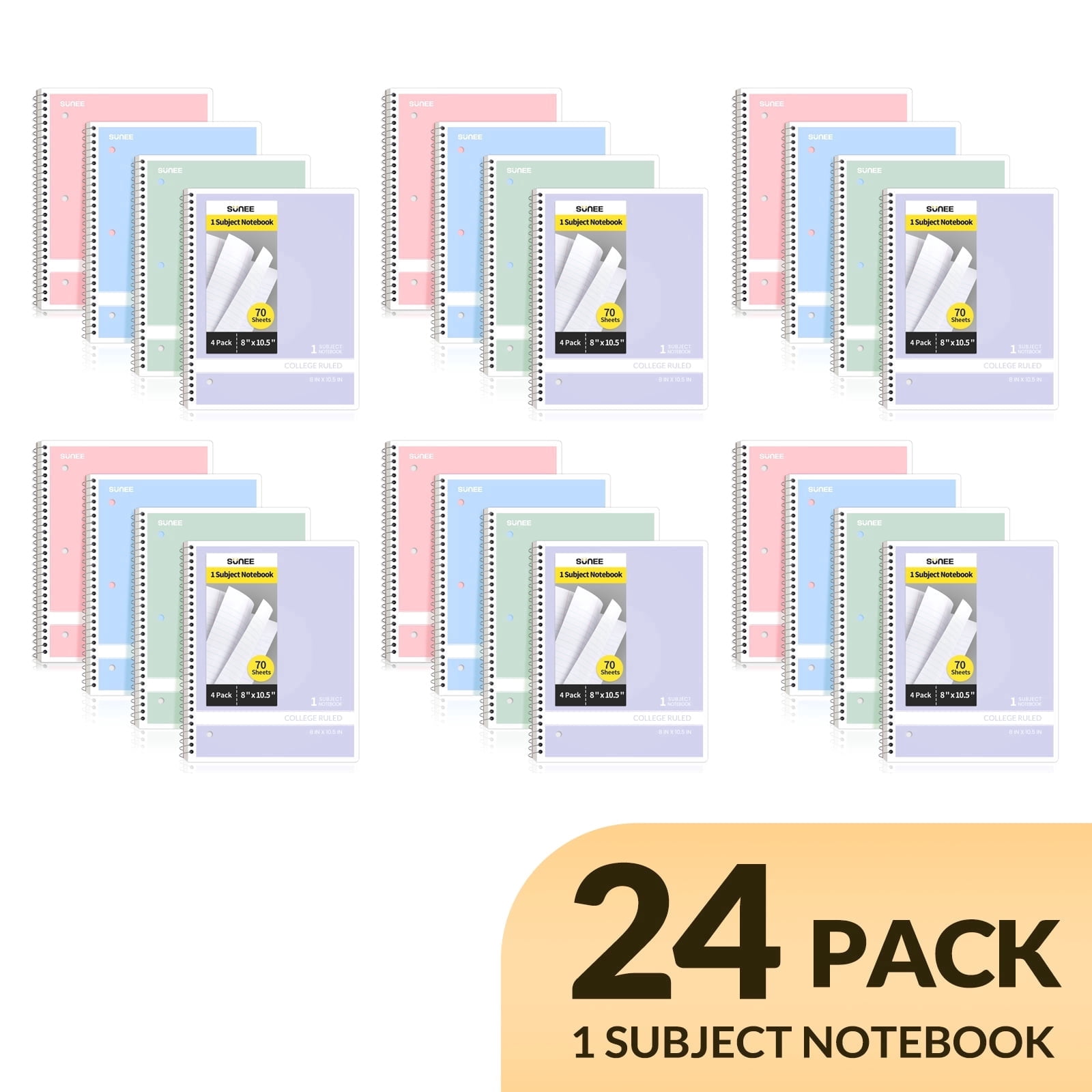 (6 pack) SUNEE College Ruled Spiral Notebook, Thick Durable 1-Subject ...