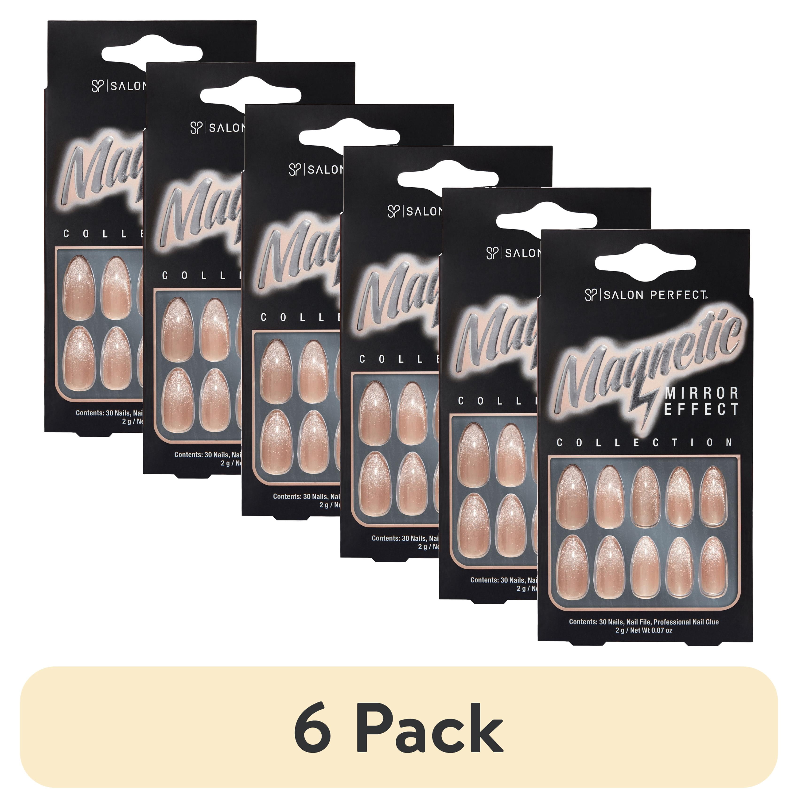 (6 pack) Salon Perfect Artificial Fake Press-ons, 121 Magnetic Silver ...