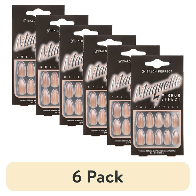 (6 pack) Salon Perfect Artificial Fake Press Ons, 121 Magnetic Silver ...