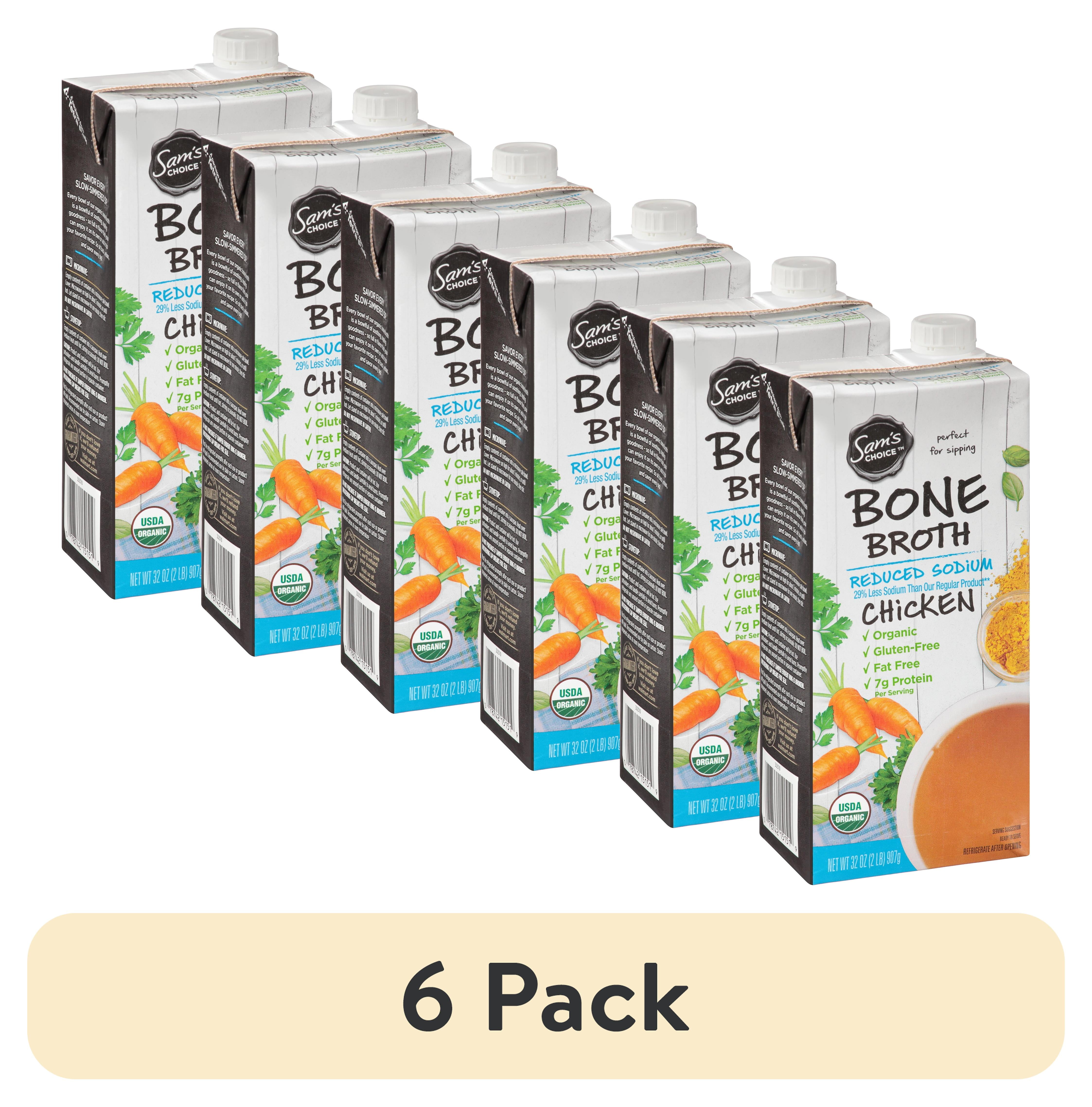 (6 pack) Sam's Choice Bone Broth, Reduced Sodium, Chicken, 32 oz ...