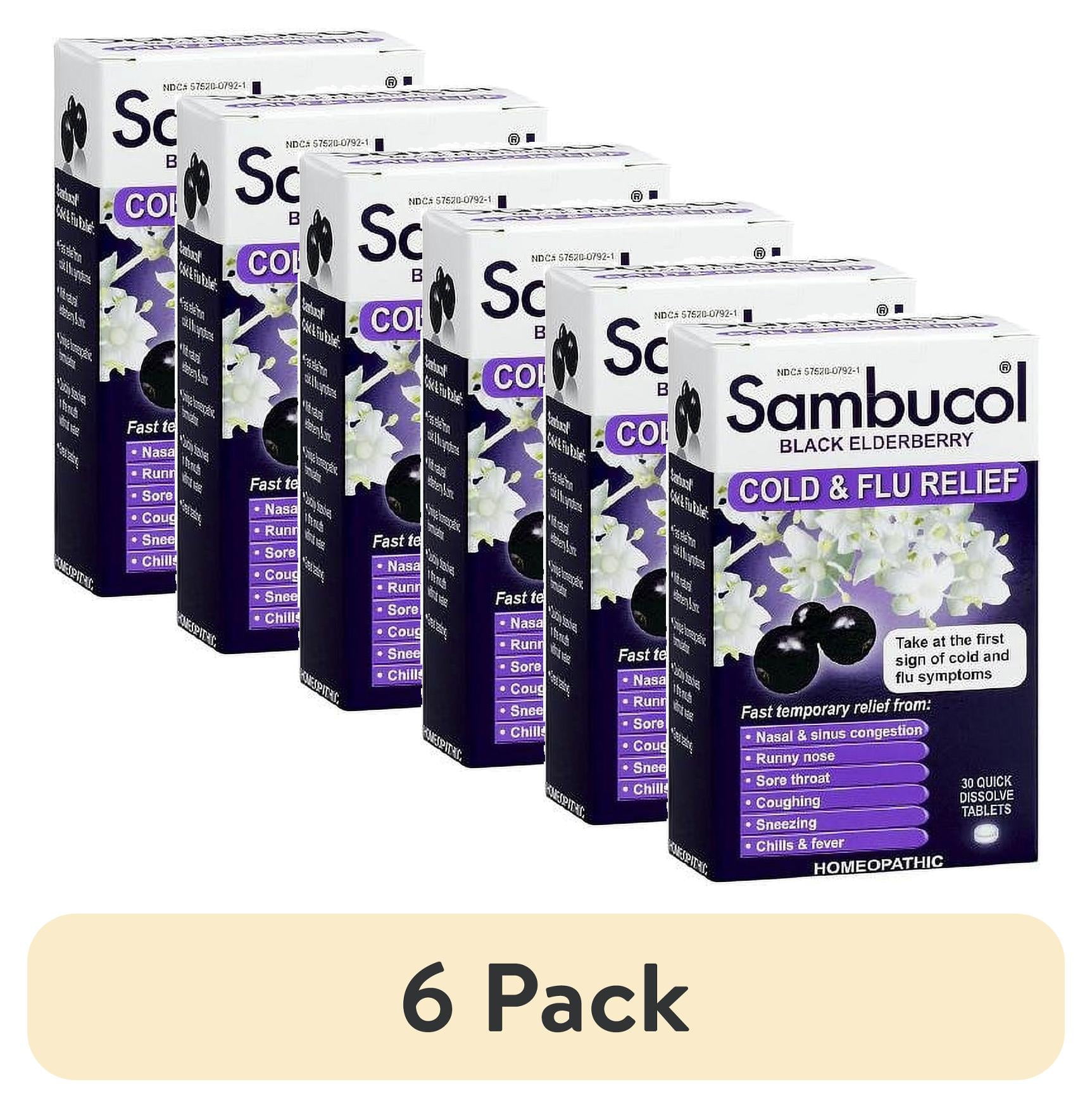 (6 pack) Sambucol Black Elderberry Cold & Flu Relief Homeopathic 30 ...