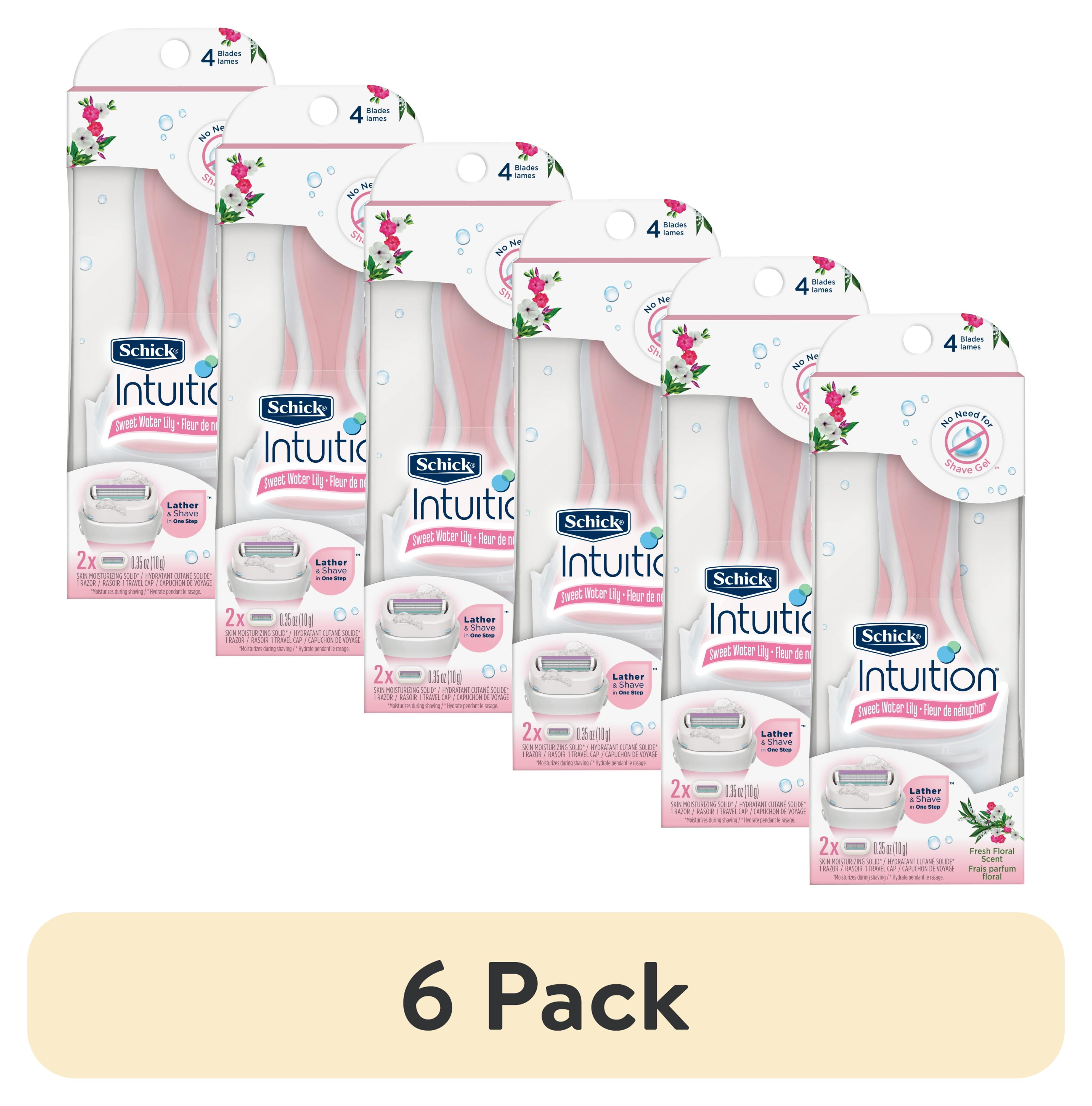 (6 pack) Schick Intuition 4-Blade Sweet Water Lily Women's Razor Handle ...