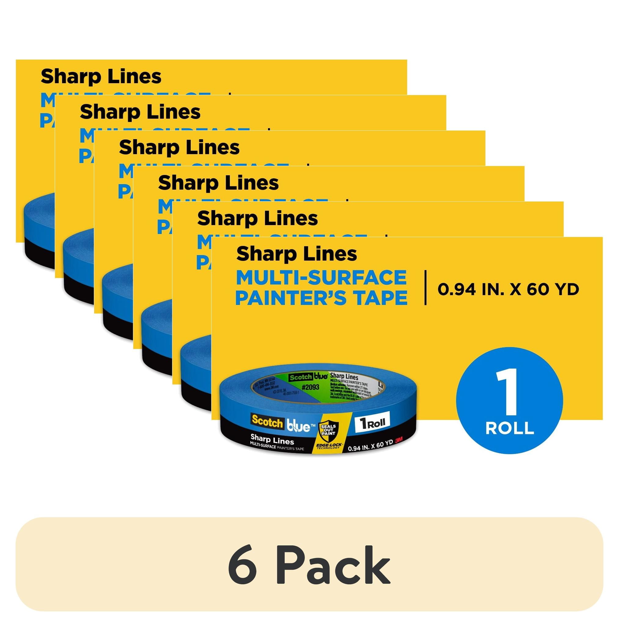 (6 pack) ScotchBlue Sharp Lines Painter's Tape, Blue, 0.94 in x 60 yd ...