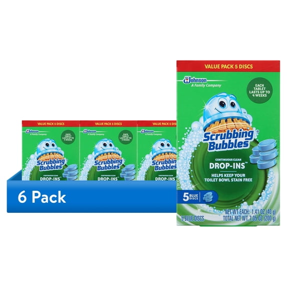 (6 pack) Scrubbing Bubbles Continuous Clean Drop-Ins - One Toilet Bowl ...