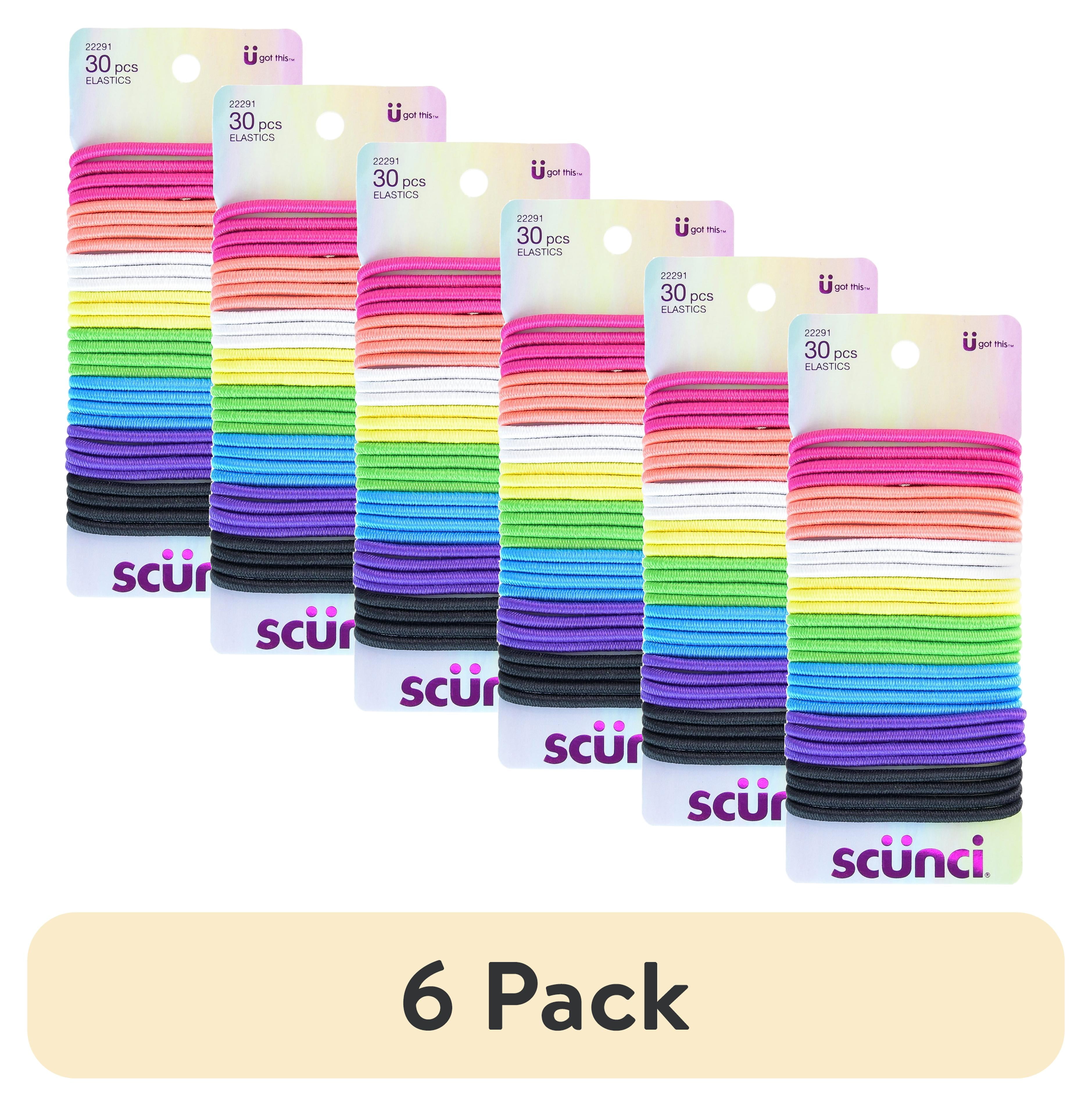 (6 pack) Scunci No Damage Elastic Ponytail Hair Ties, Multicolor, 30 ...