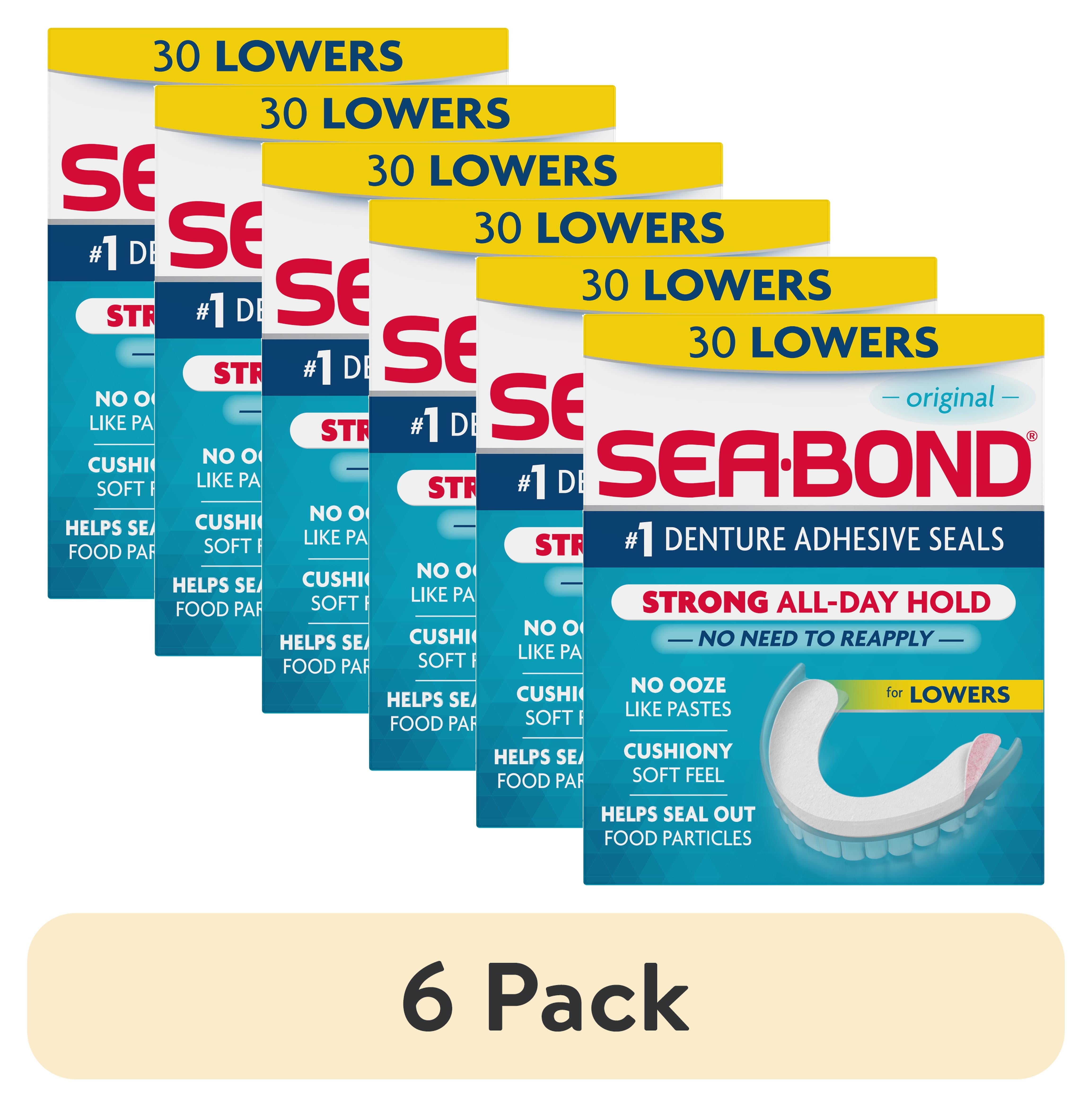 (6 pack) Sea Bond Secure Denture Adhesive Seals, For an All Day Strong ...