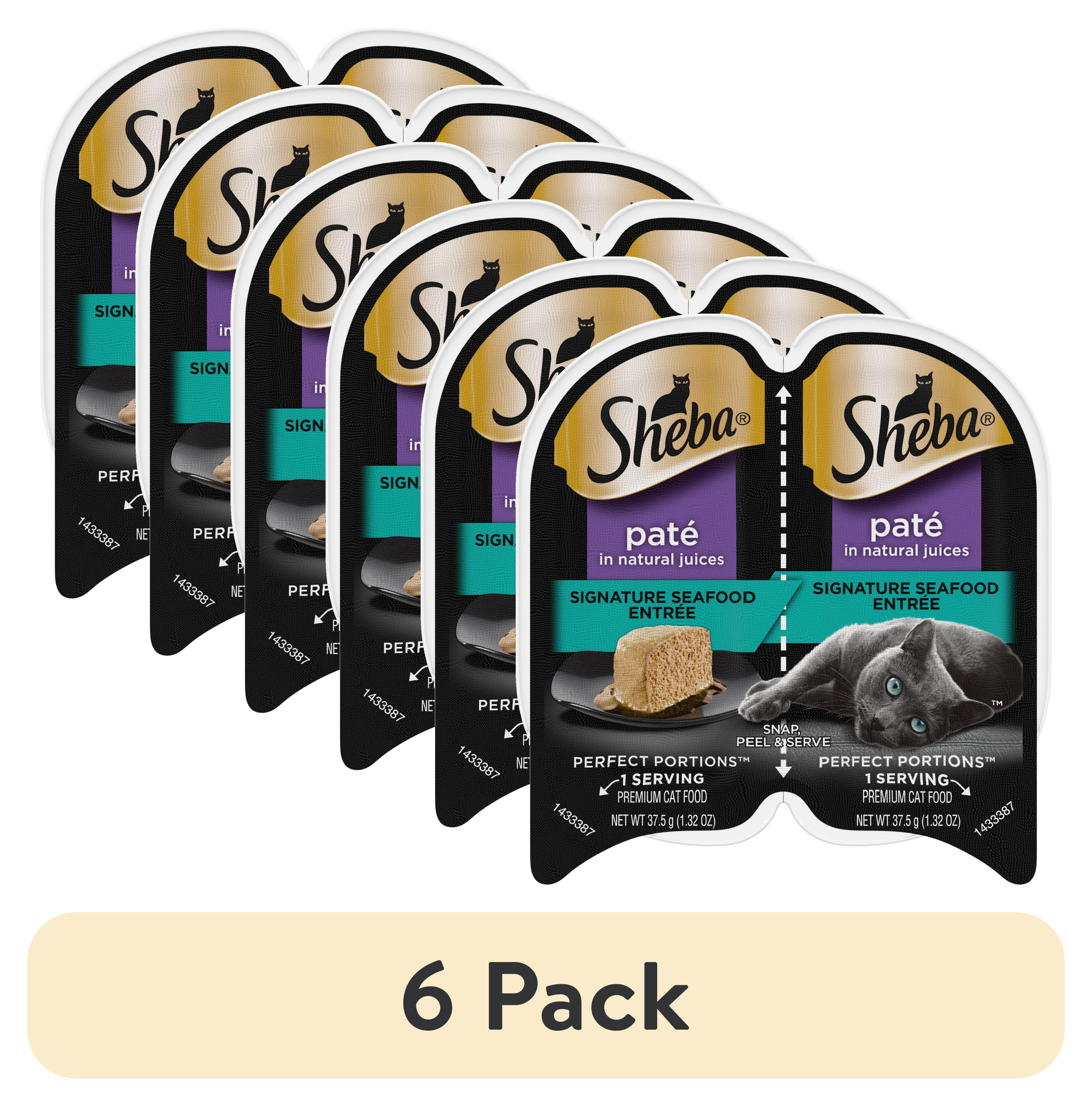 (6 pack) Sheba Wet Cat Food Pate, Signature Seafood Entree, 2.6 oz Perfect Portions Twin Pack ...