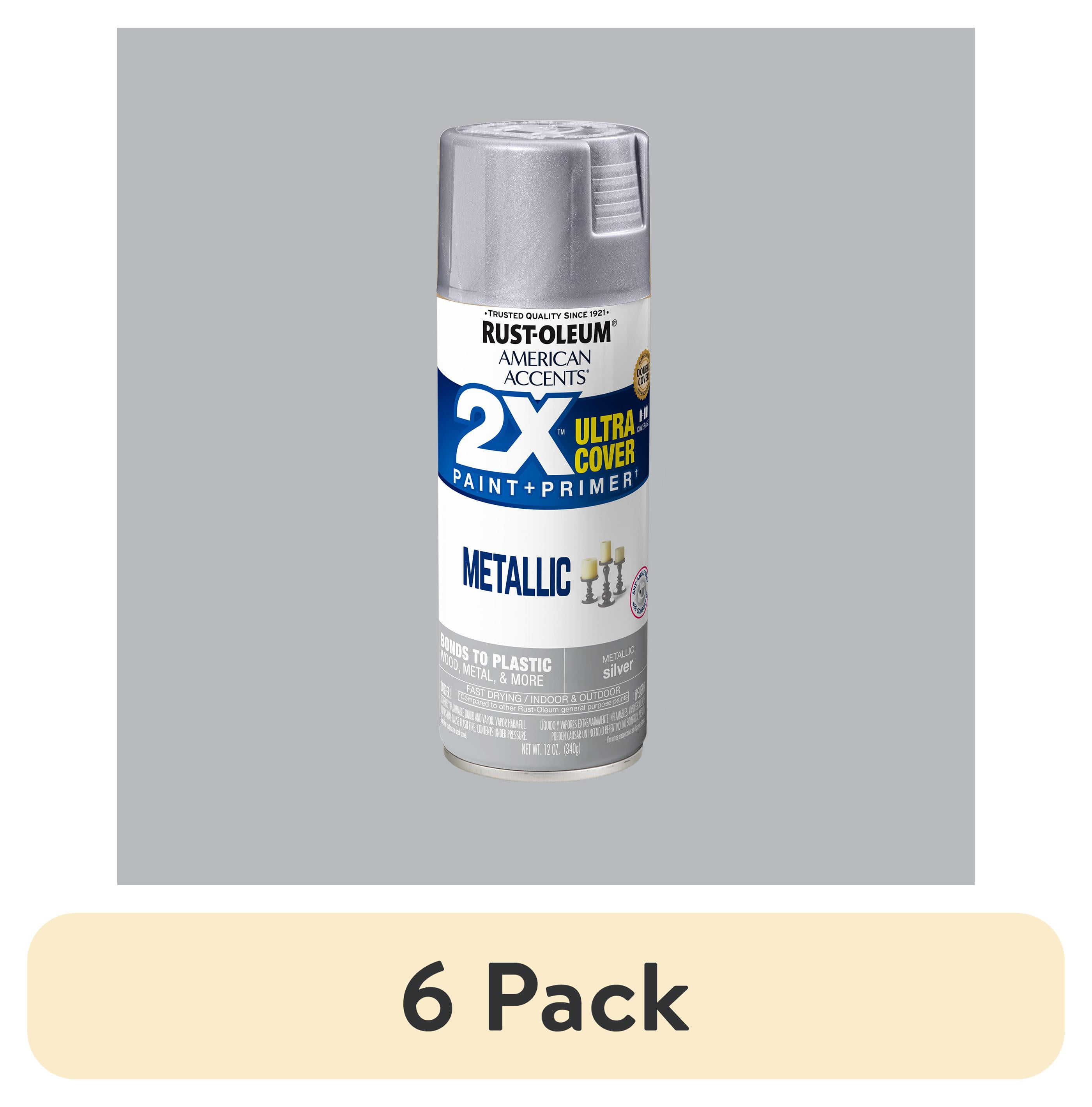 (6 pack) Silver, Rust-Oleum American Accents 2X Ultra Cover Metallic ...