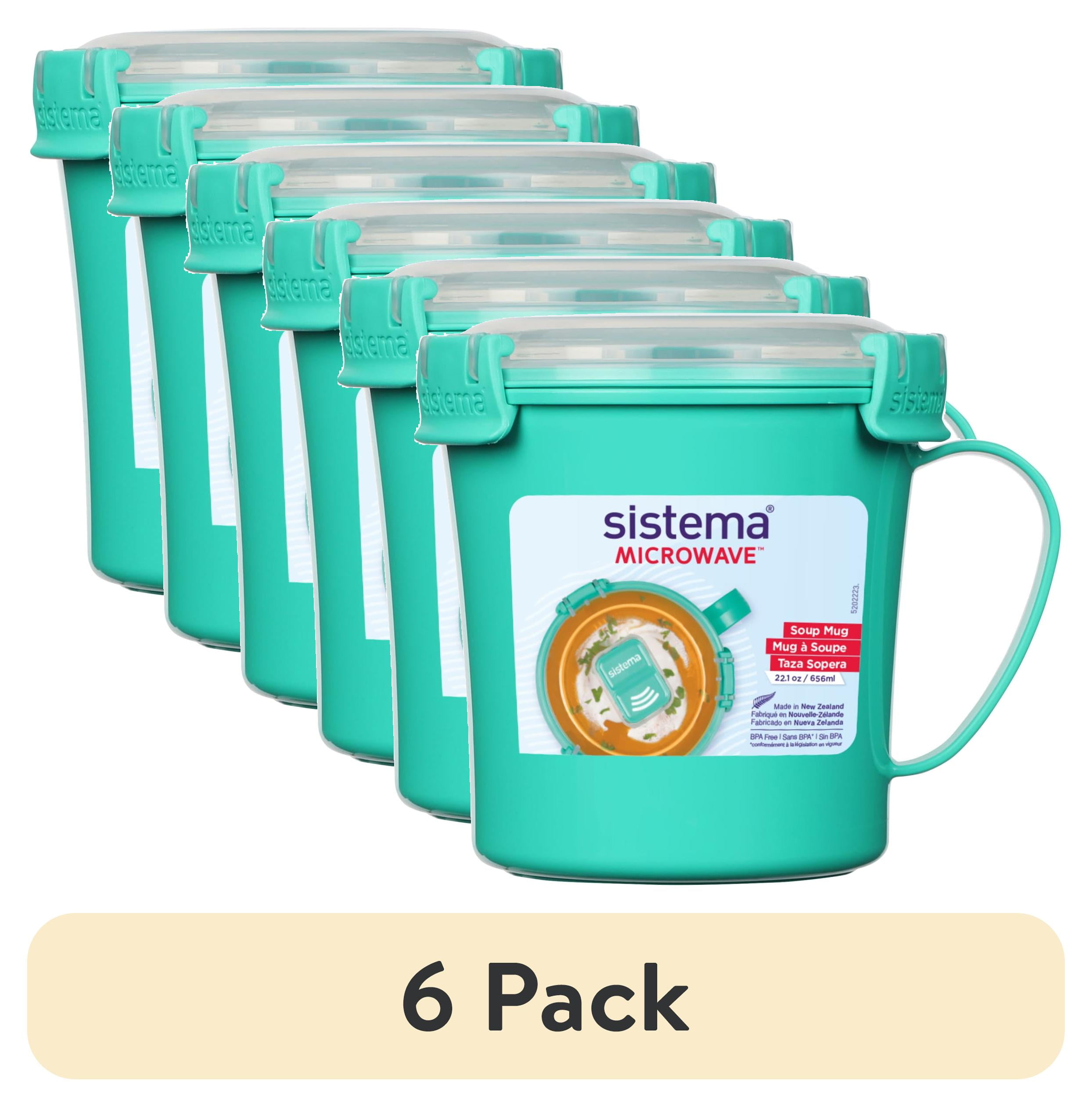 (6 pack) Sistema Microwave Medium Soup Mug Food Container, Minty Teal ...