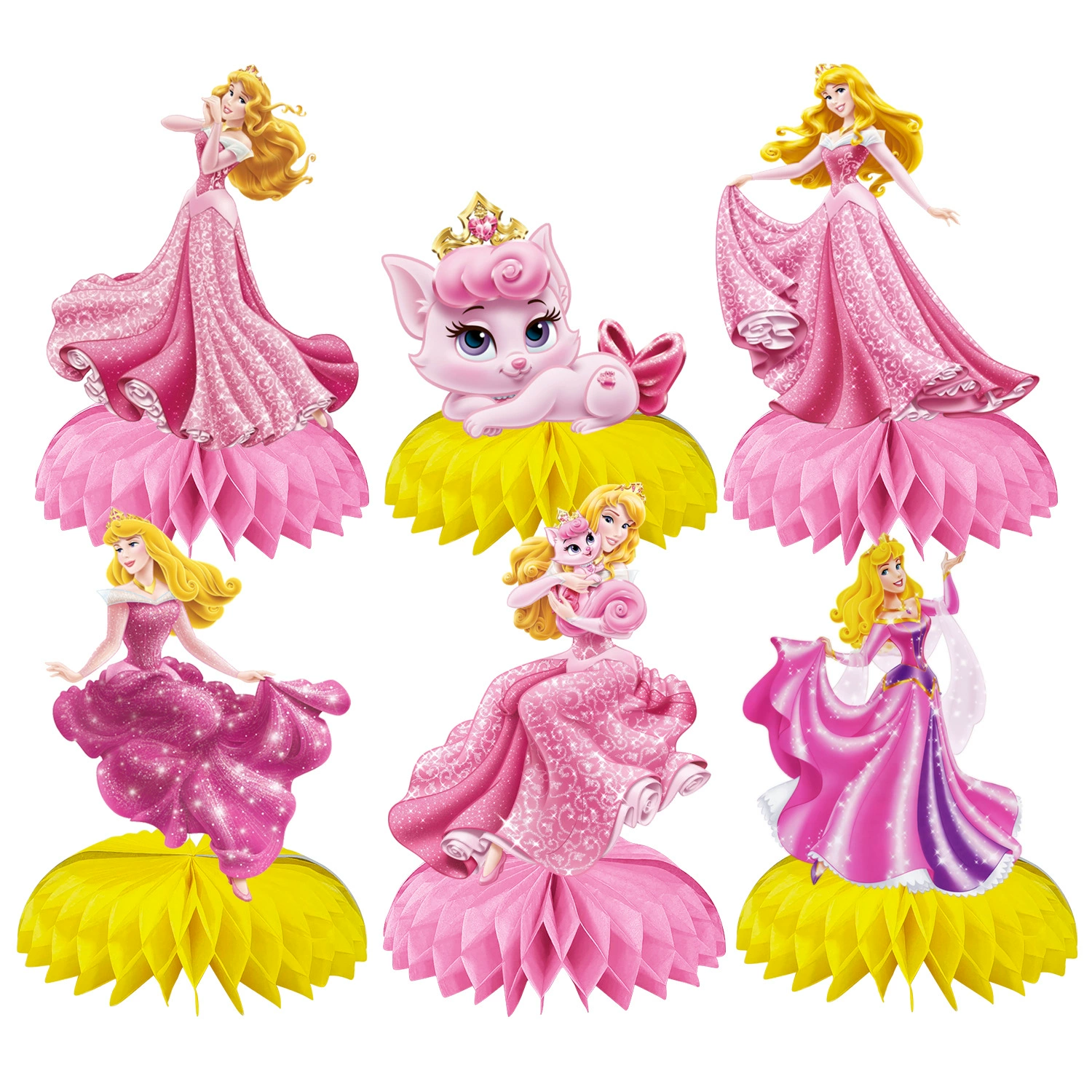 6 pack Sleeping Beauty Jasmine Princess Party Honeycomb Centerpiece ...