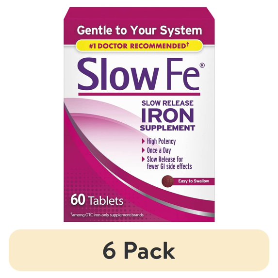 (6 pack) Slow Fe 45mg Iron Supplement for Iron Deficiency, Slow Release ...