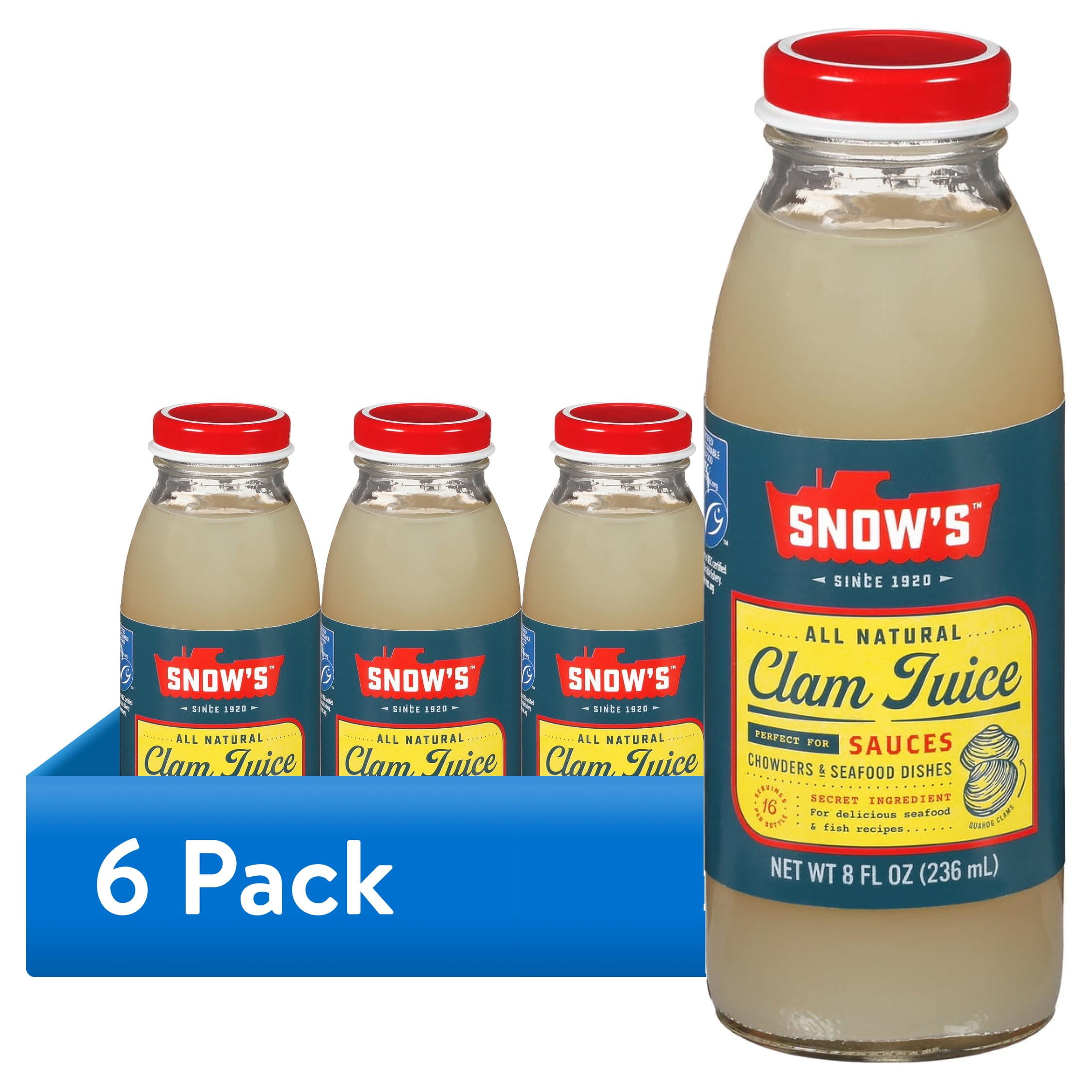 (6 pack) Snow's All Natural Clam Juice, 8 oz - Walmart.com