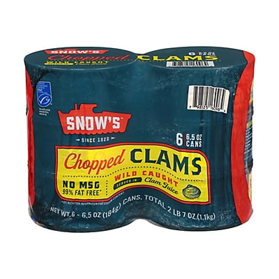 (6 pack) Snow's Wild Caught Chopped Clams in Clam Juice, 5g Protein per ...