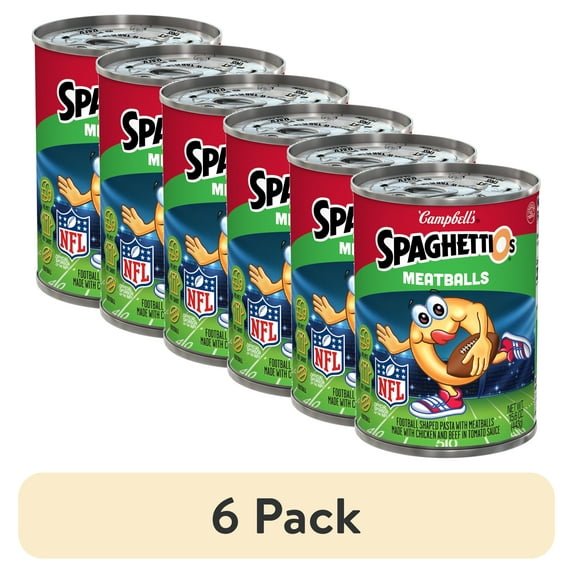 (6 pack) SpaghettiOs Football Shaped Canned Pasta with Meatballs, 15.6 ...