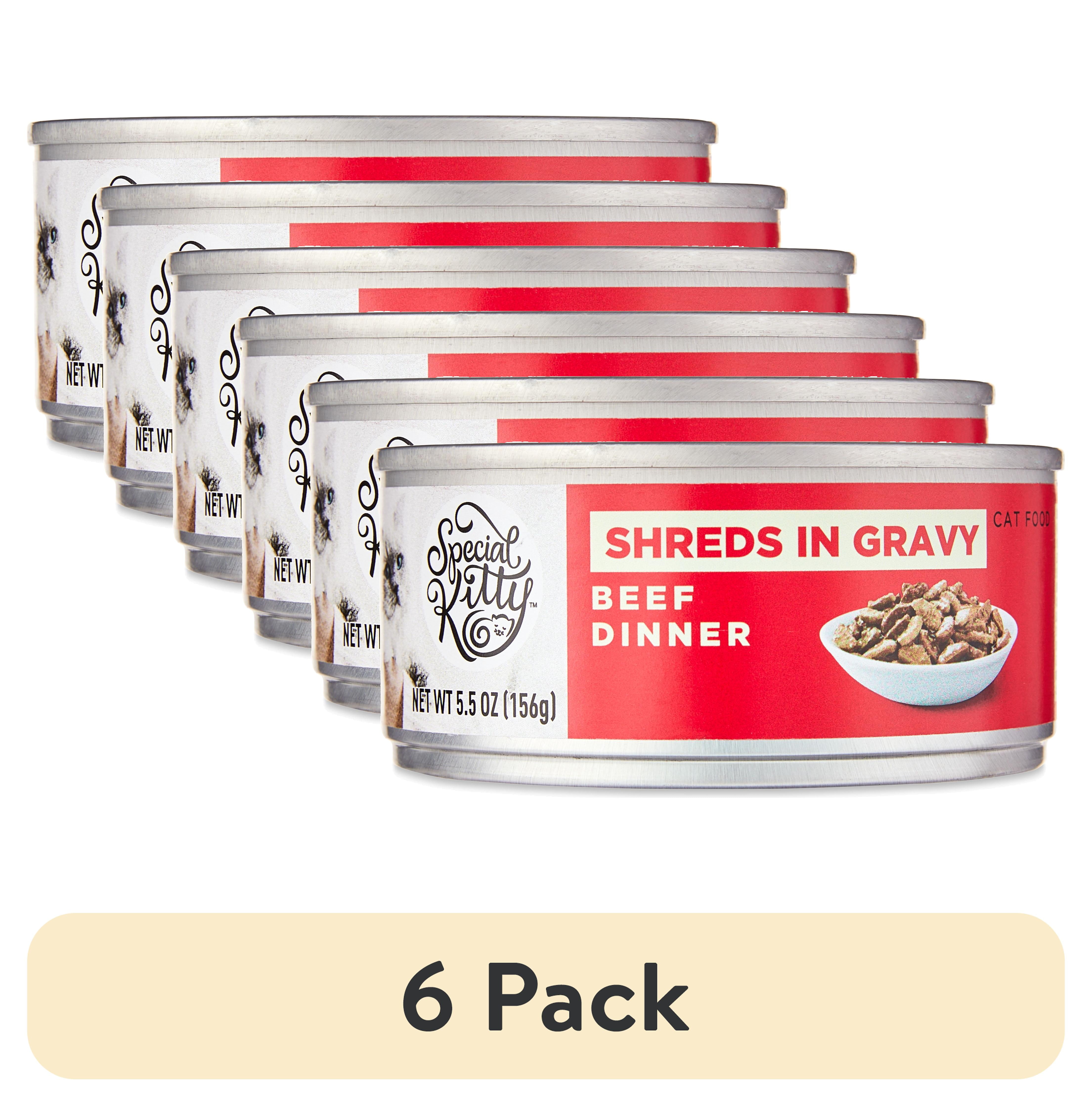 (6 pack) Special Kitty Beef Dinner Shreds in Gravy Wet Cat Food, 5.5 oz ...
