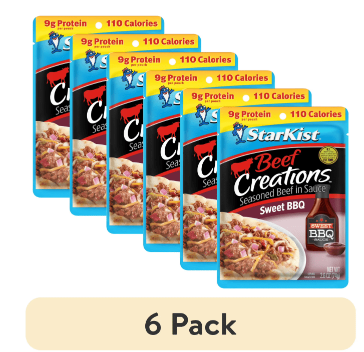 (6 pack) StarKist Beef Creations Sweet BBQ Seasoned Beef in Sauce, 2.6 ...