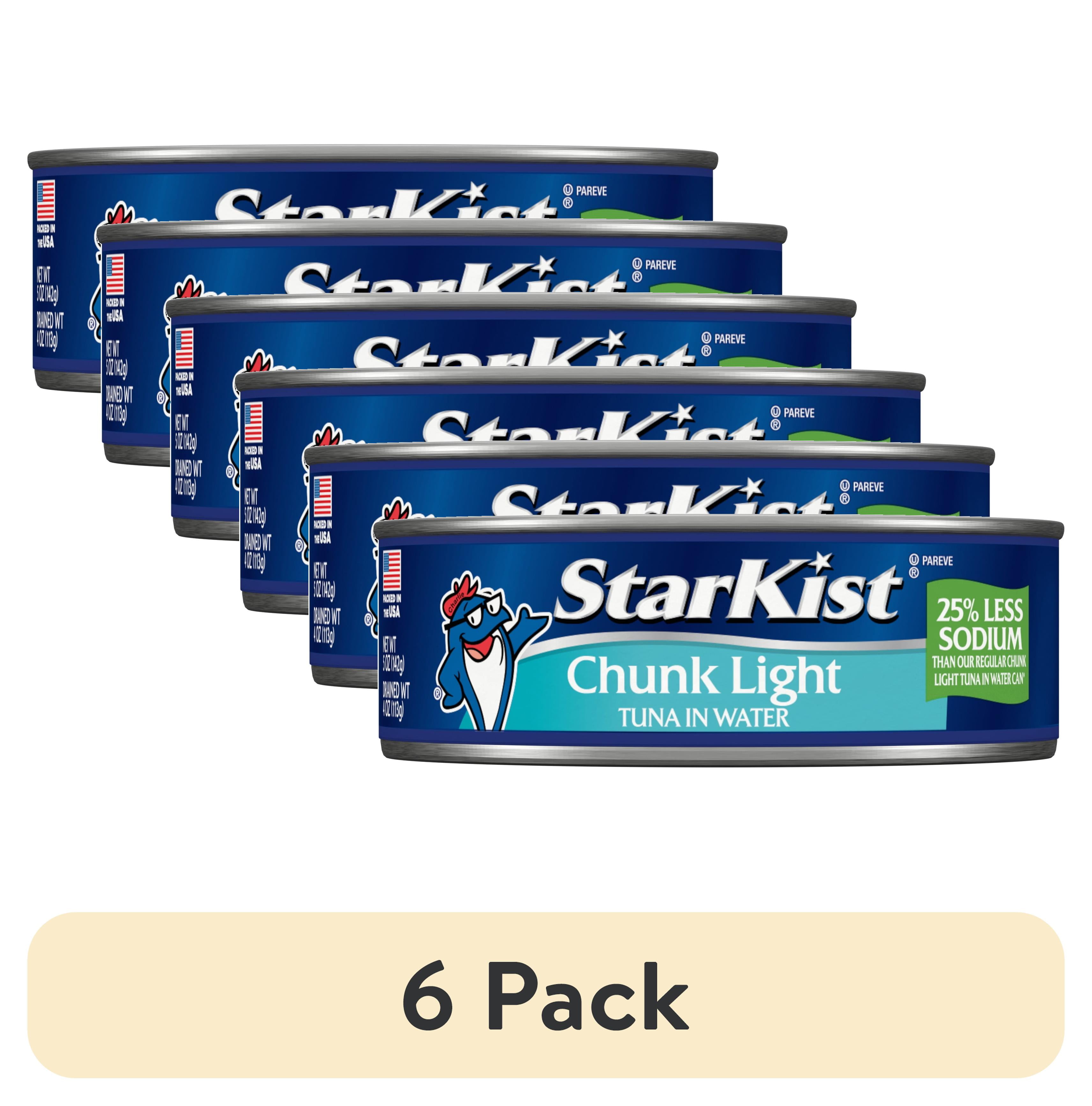 (6 pack) StarKist Chunk Light Tuna In Water 25% Less Sodium, 5 oz Can ...