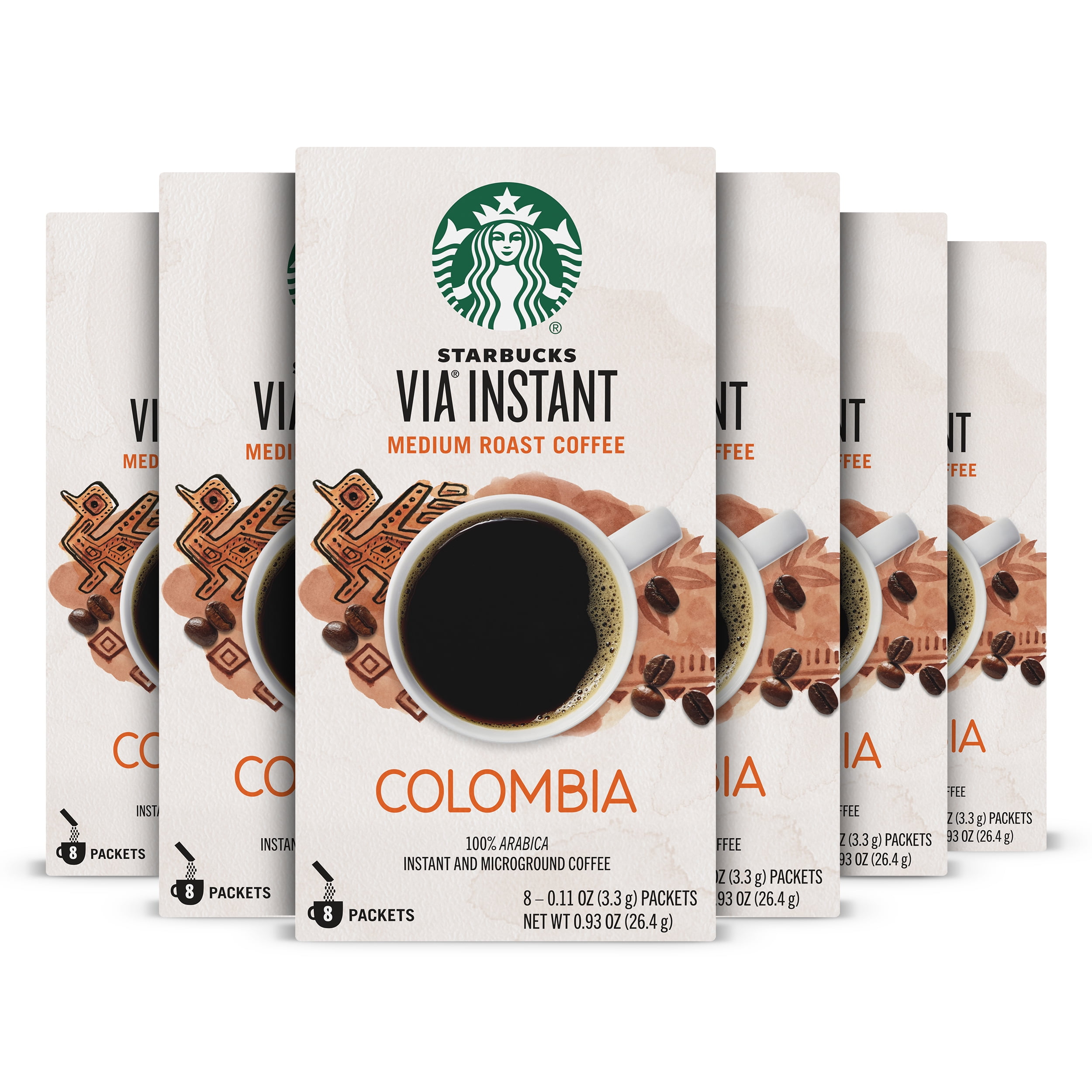 (6 pack) Starbucks VIA Colombia, Medium Roast Instant Coffee Packets ...