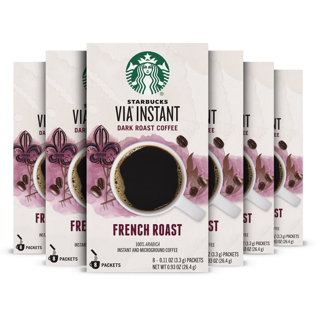 (6 pack) Starbucks VIA Instant French Roast, Instant Coffee, Dark Roast ...