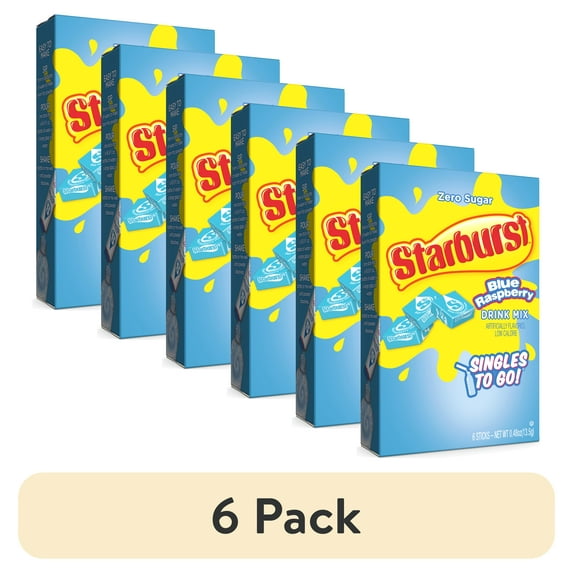 (6 pack) Starburst Zero Sugar Singles-to-Go Powdered Drink Mix, Blue ...