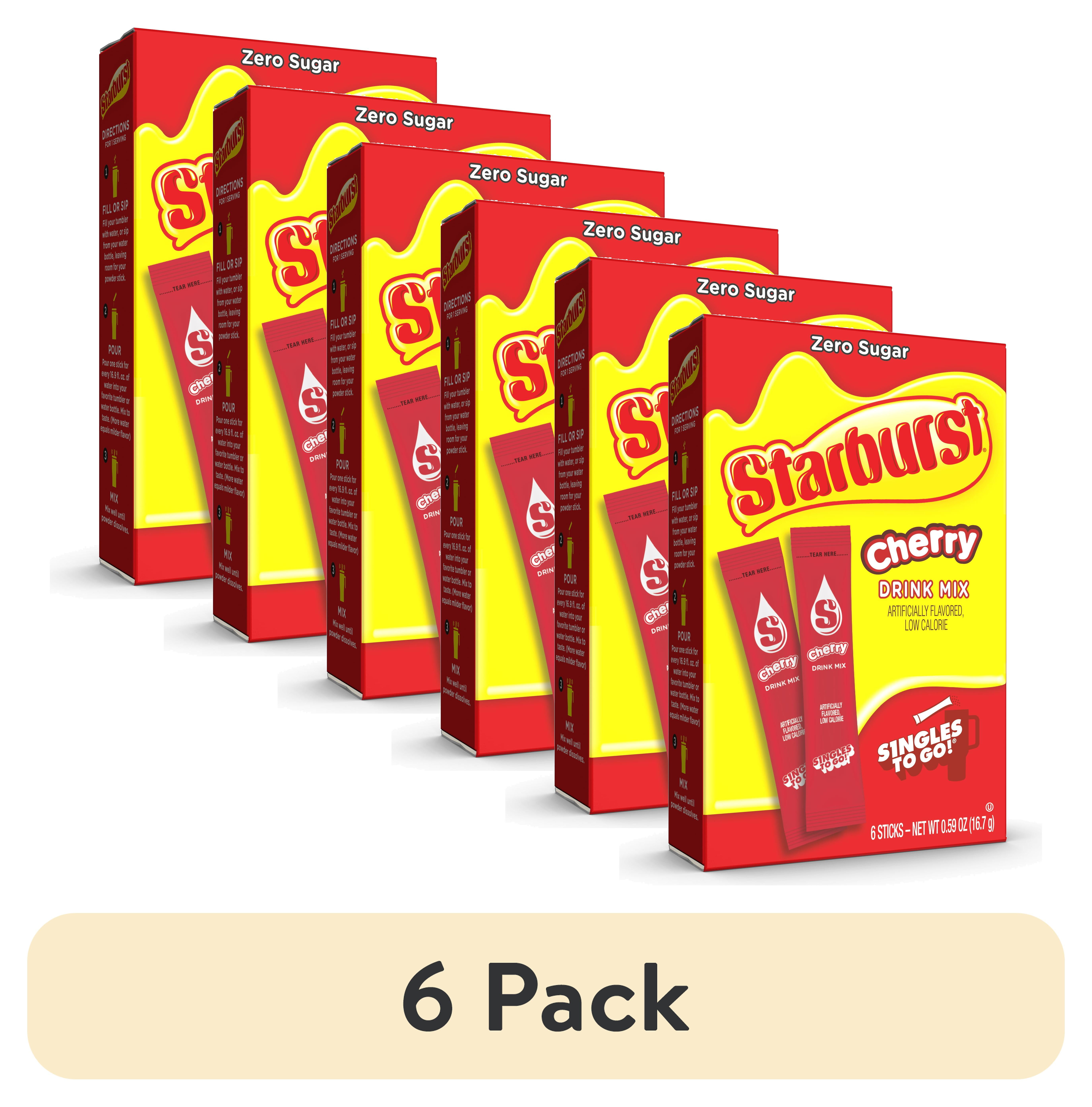 (6 pack) Starburst Zero Sugar Singles-to-Go Powdered Drink Mix, Cherry ...