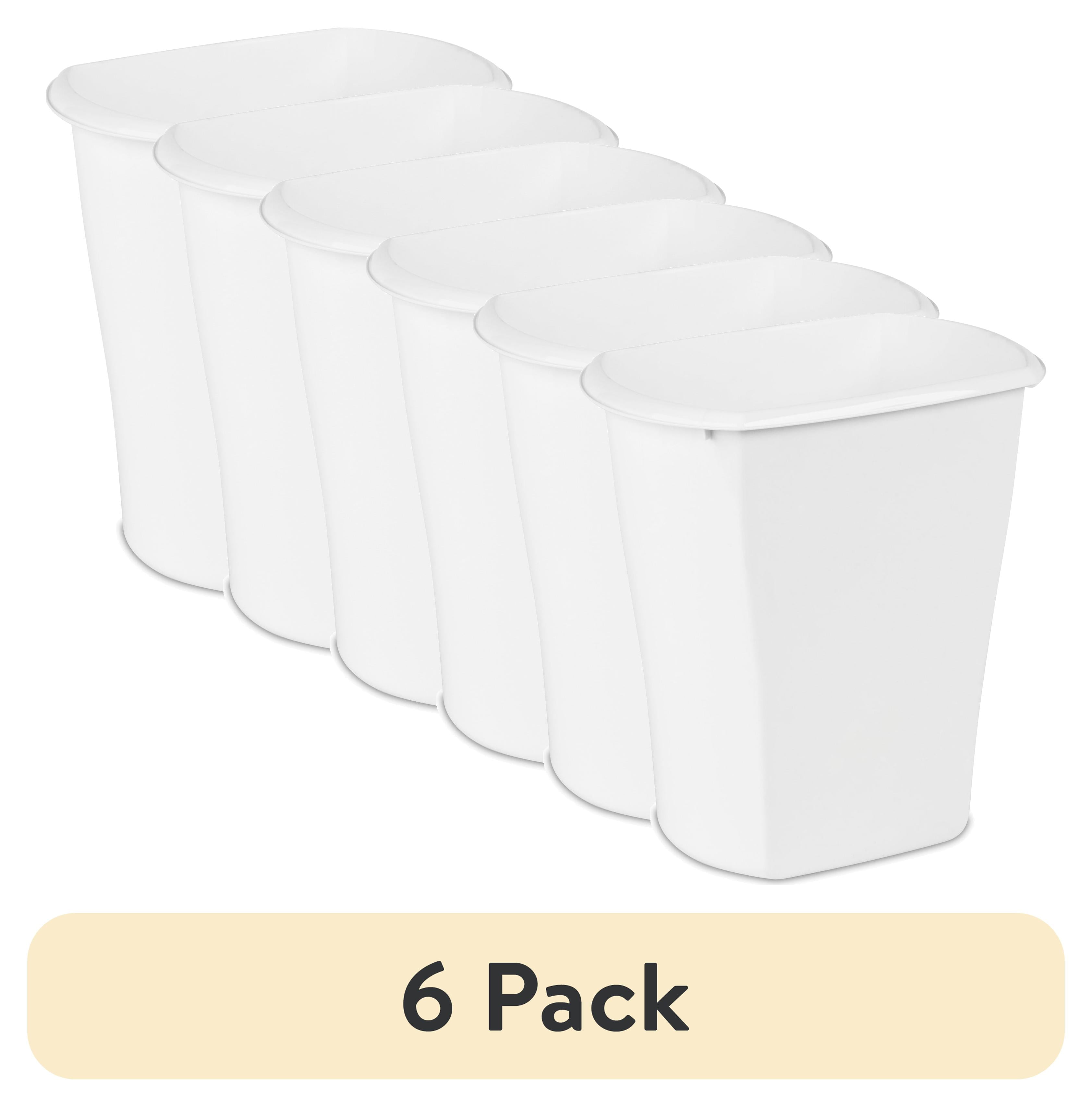(6 pack) Sterilite Bathroom Trash Can, 3 Gallon Small Plastic Garbage ...