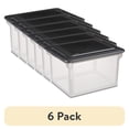 (6 pack) Sterilite File Box, Clear Plastic Bin with Black Lid, Letter ...
