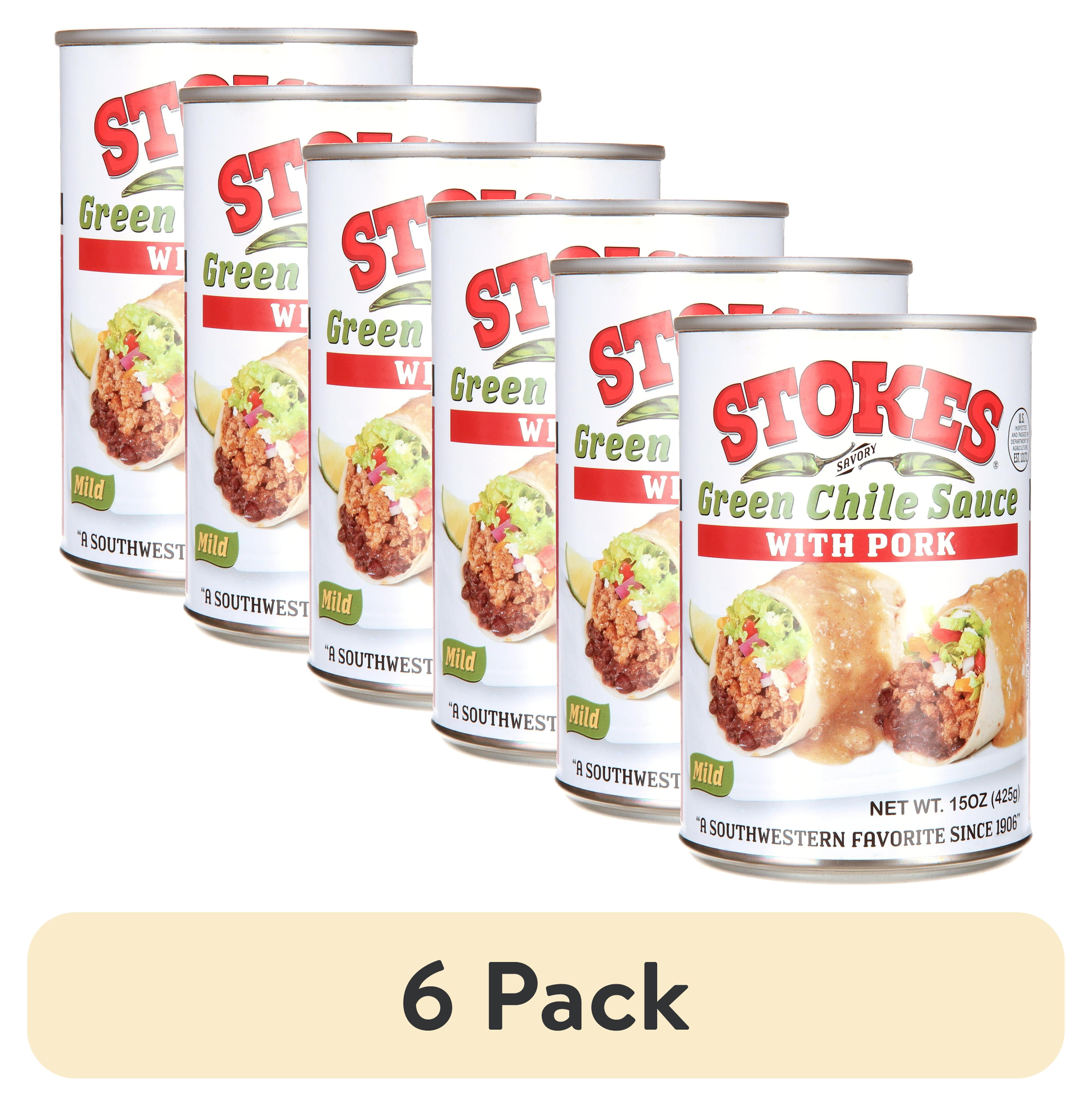 (6 pack) Stokes Green Chile Sauce with Pork, Mild, 15 oz Can - Walmart.com