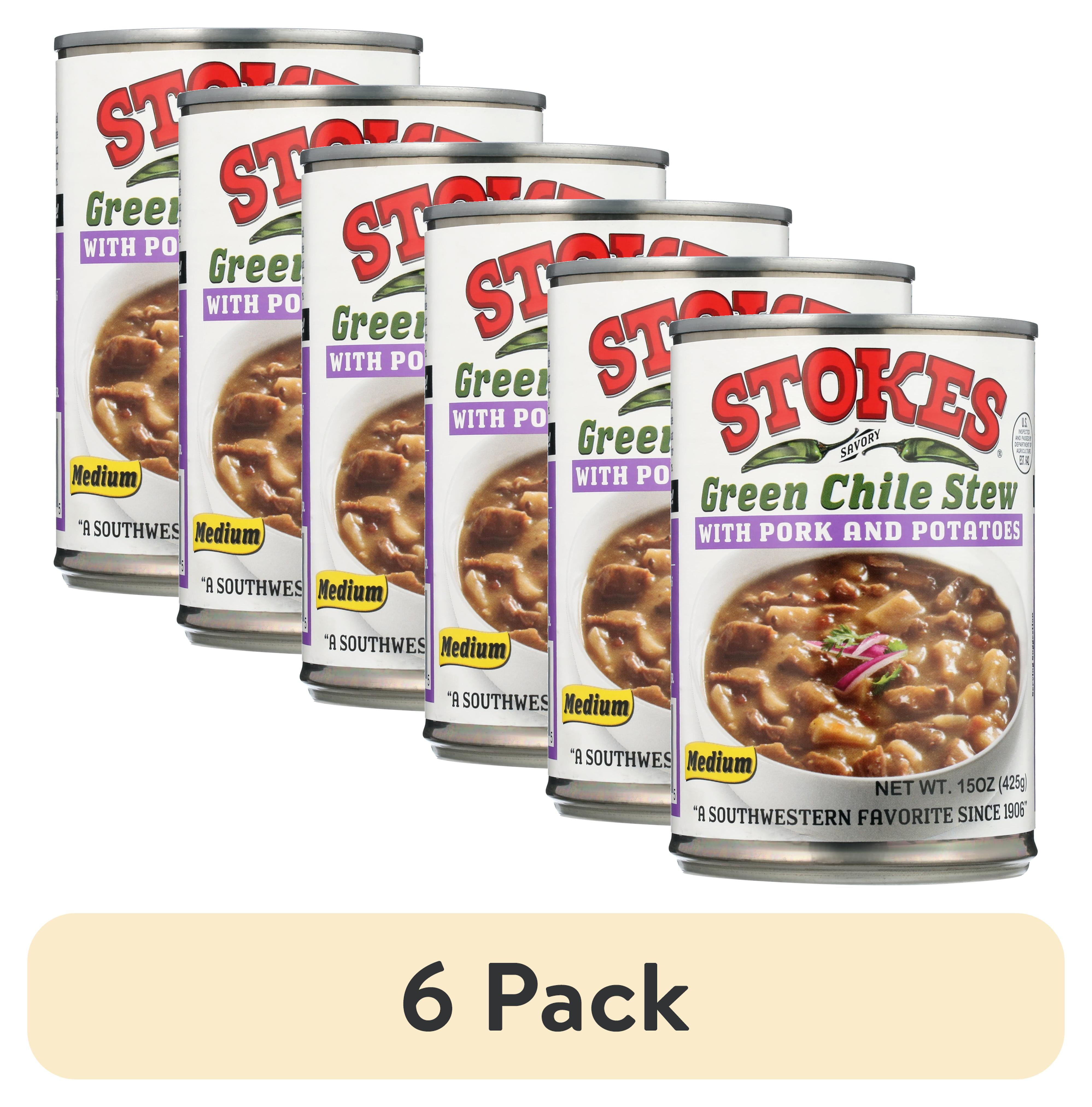 (6 pack) Stokes Green Chile Stew with Pork and Potatoes, Medium, 15 oz ...