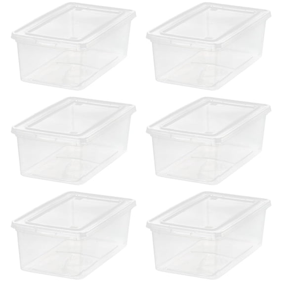 6-pack Storage Bins With Lids 6 Quart - Crystal Clear Shoe Boxes ...