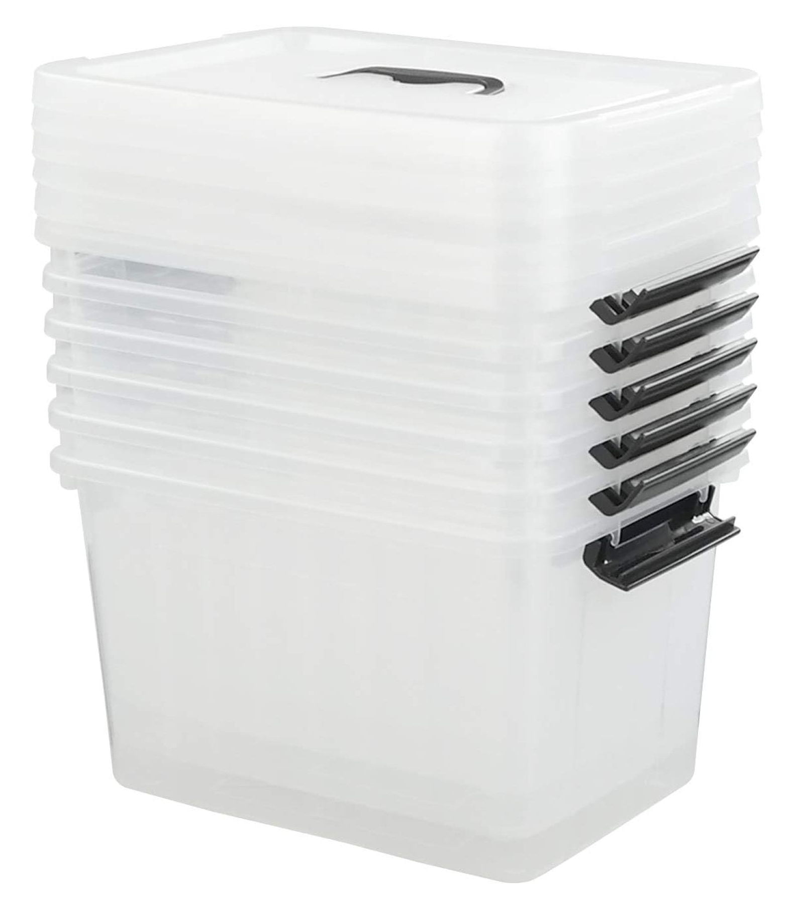 6-pack Storage Boxes with Lids and Handles, Clear Plastic Box Bin, 10 ...