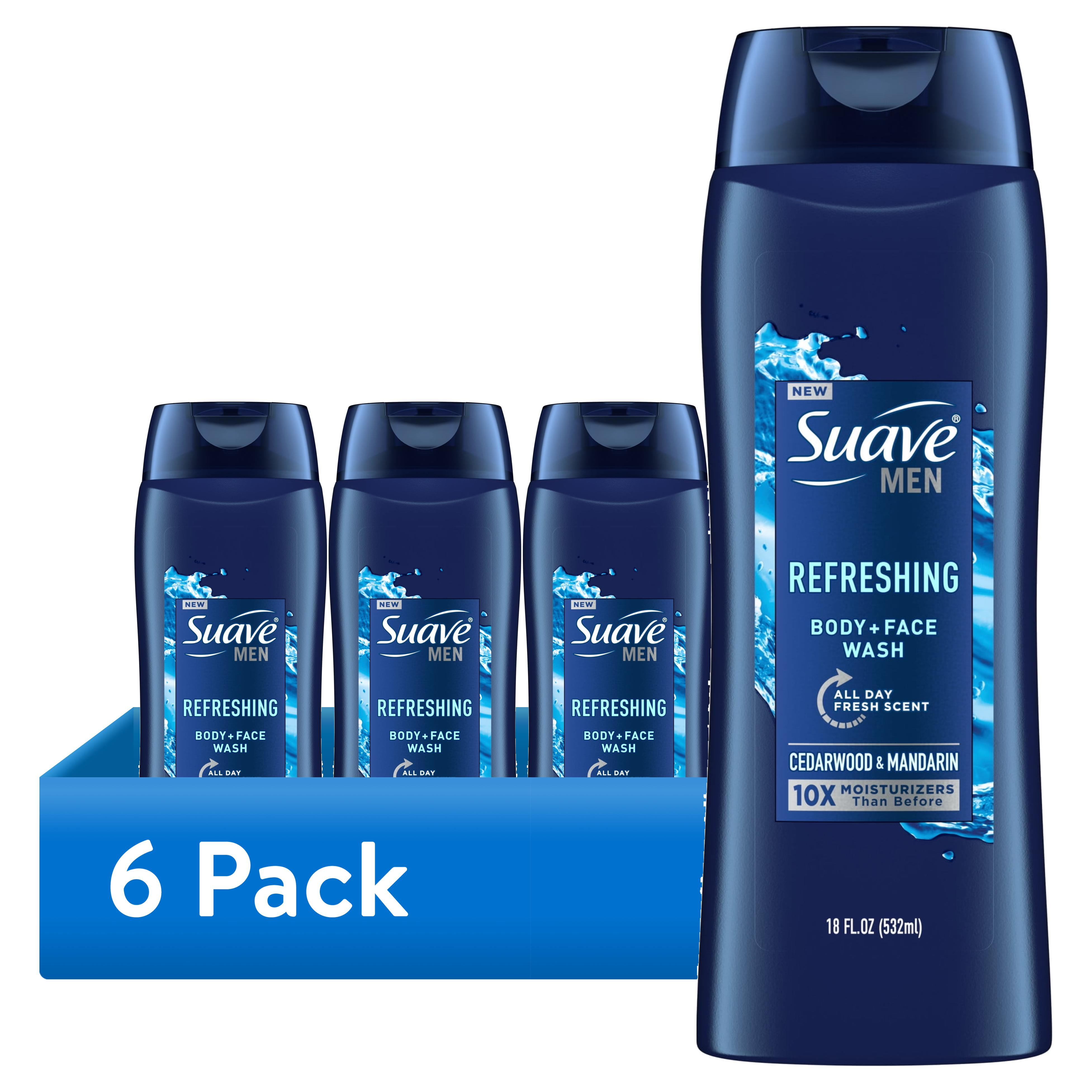 (6 pack) Suave Men Body & Face Wash, Cedarwood and Mandarin, Refreshing ...