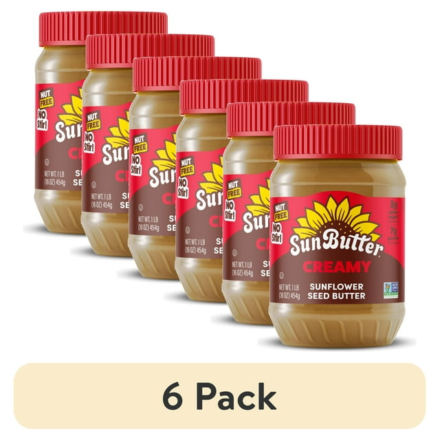 (6 pack) SunButter Creamy Sunflower Seed Butter 16 oz Jar - Walmart.com