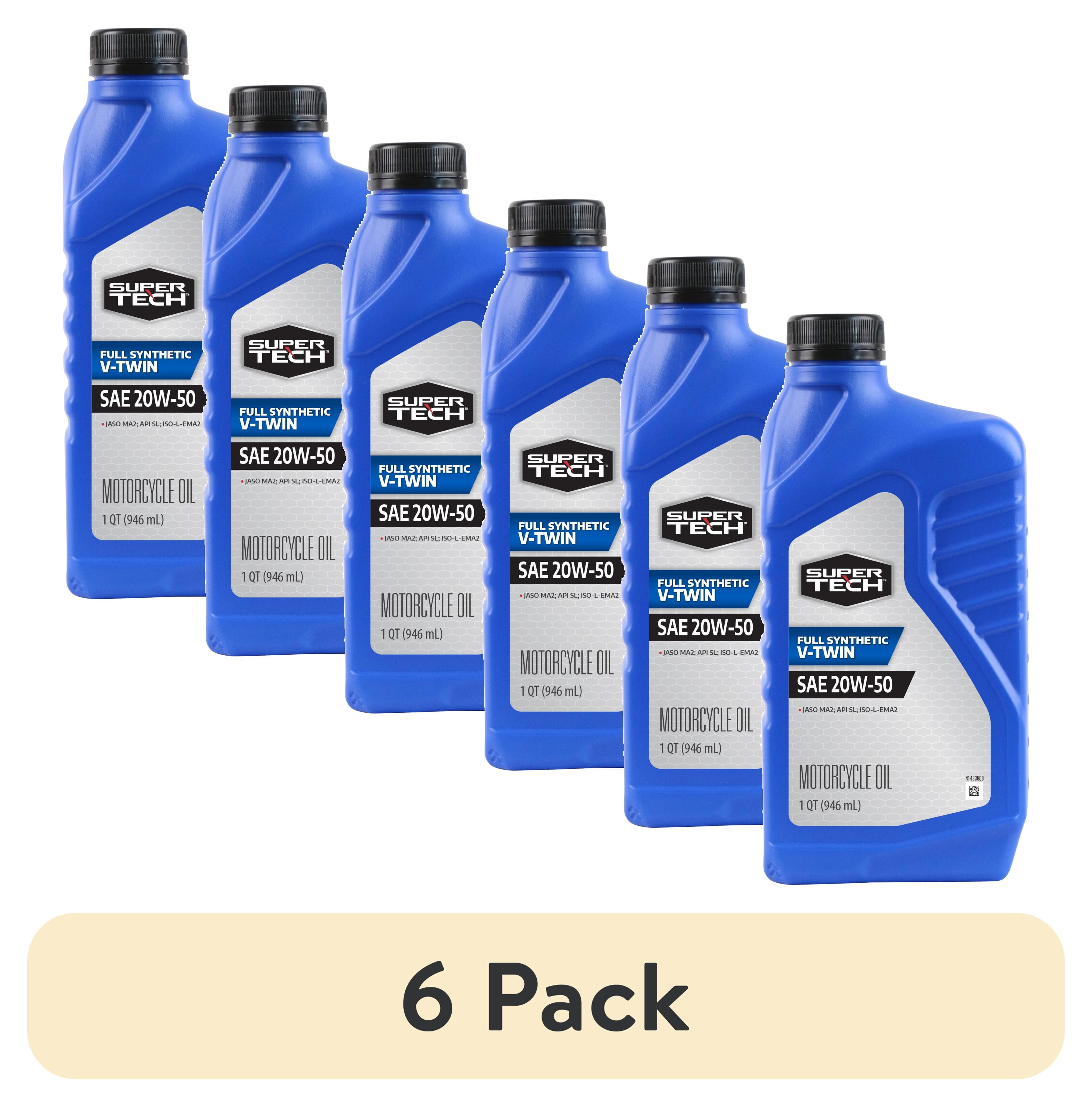 (6 pack) Super Tech Full Synthetic SAE 20W-50 V-Twin Motorcycle Oil, 1 ...