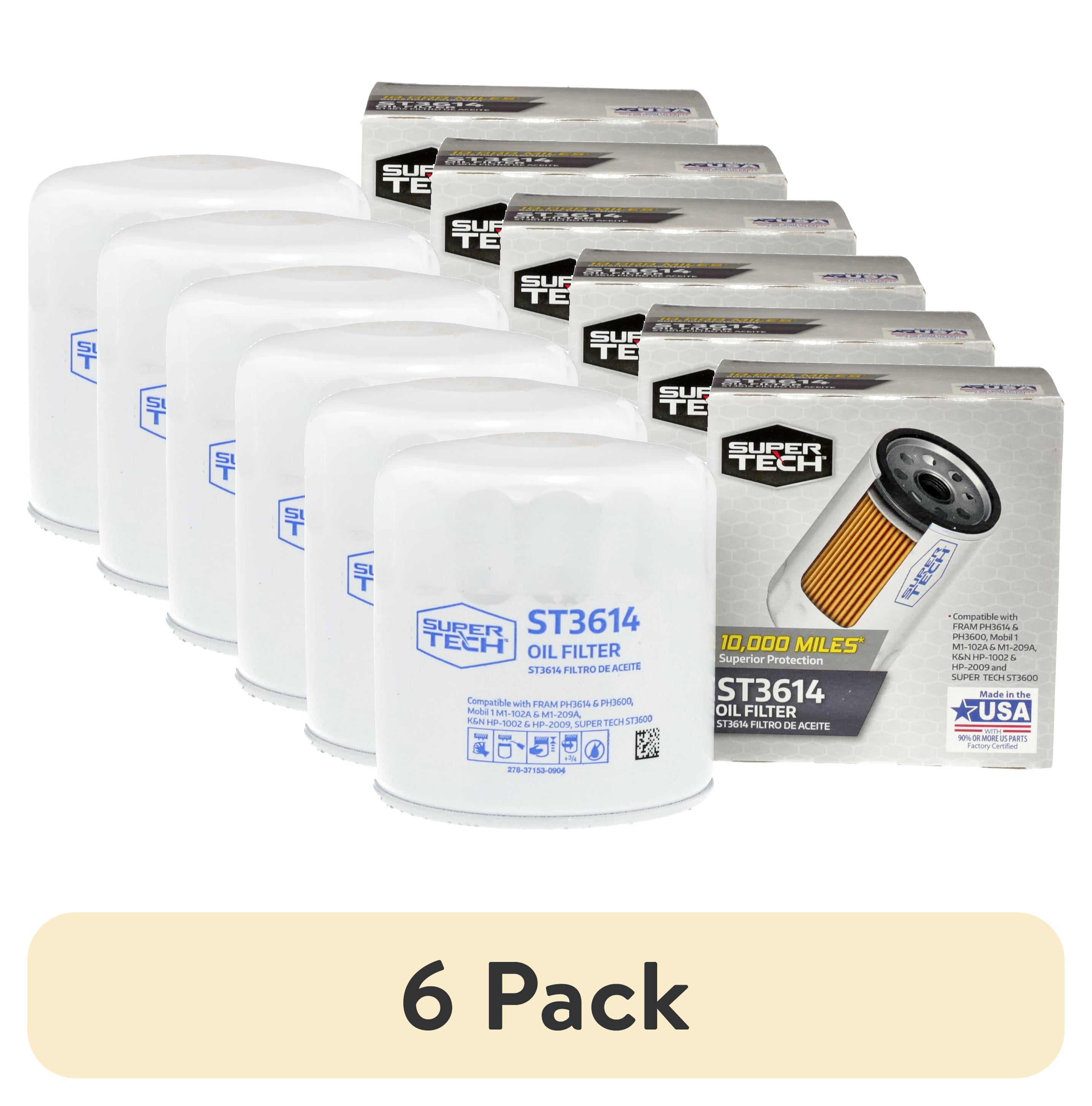 (6 pack) Super Tech ST3614, 10K mile Spin-on Replacement Oil Filter for ...