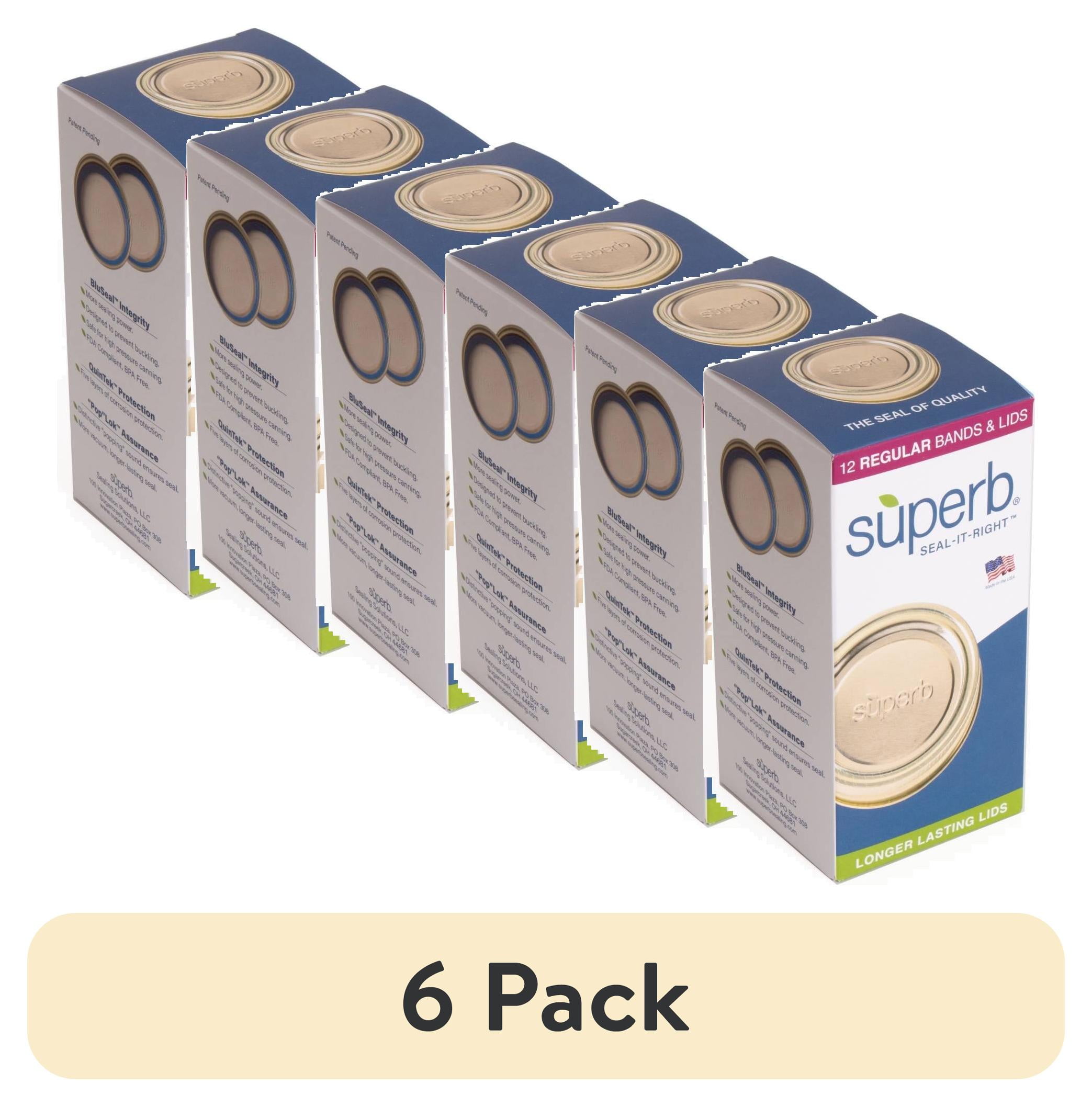 (6 pack) Superb 12 Pack Regular Mouth Canning Jar Lids and Rings ...