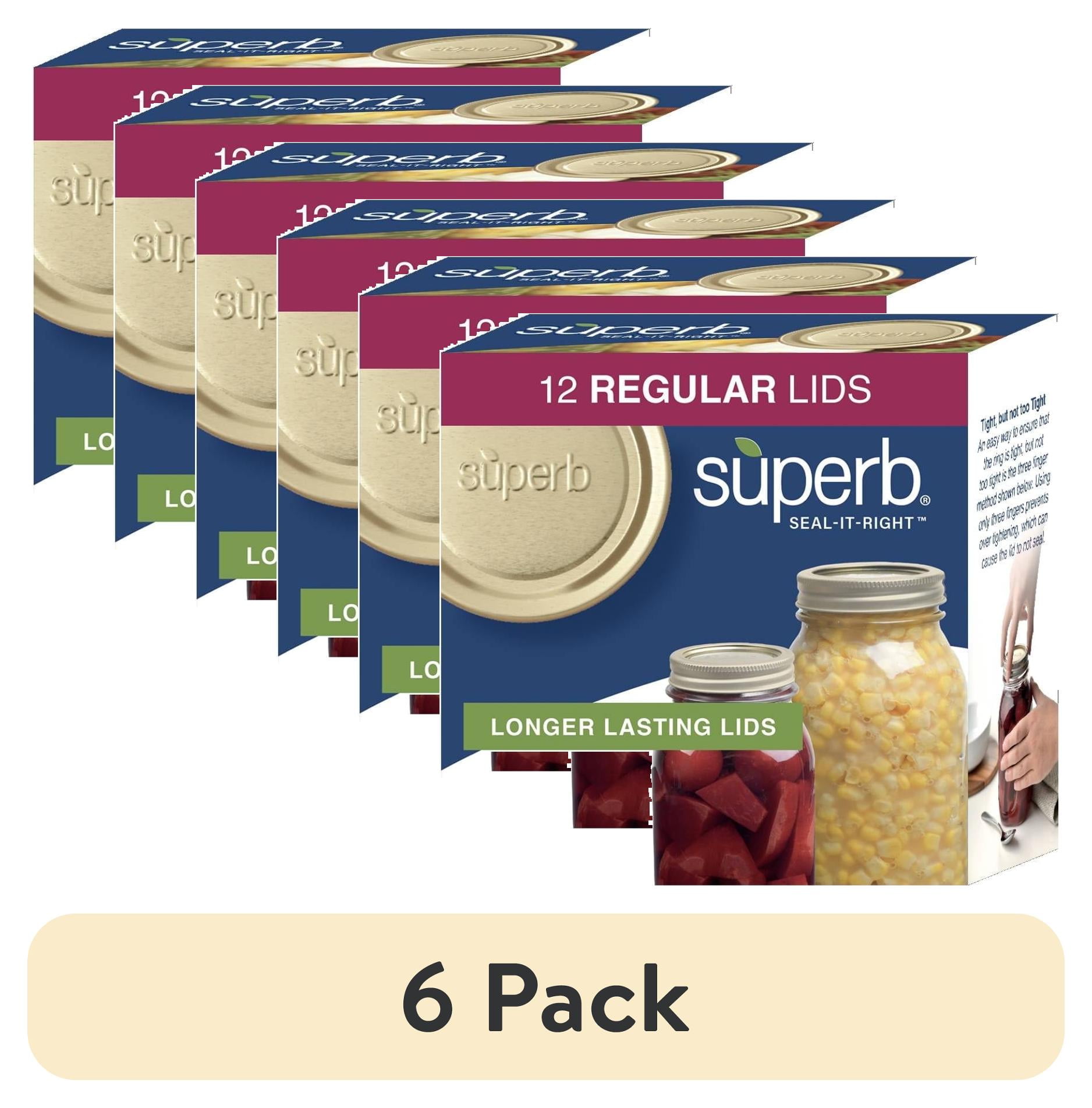 (6 pack) Superb Regular Mouth Canning Jar Lids 12 Pack with BluSeal ...