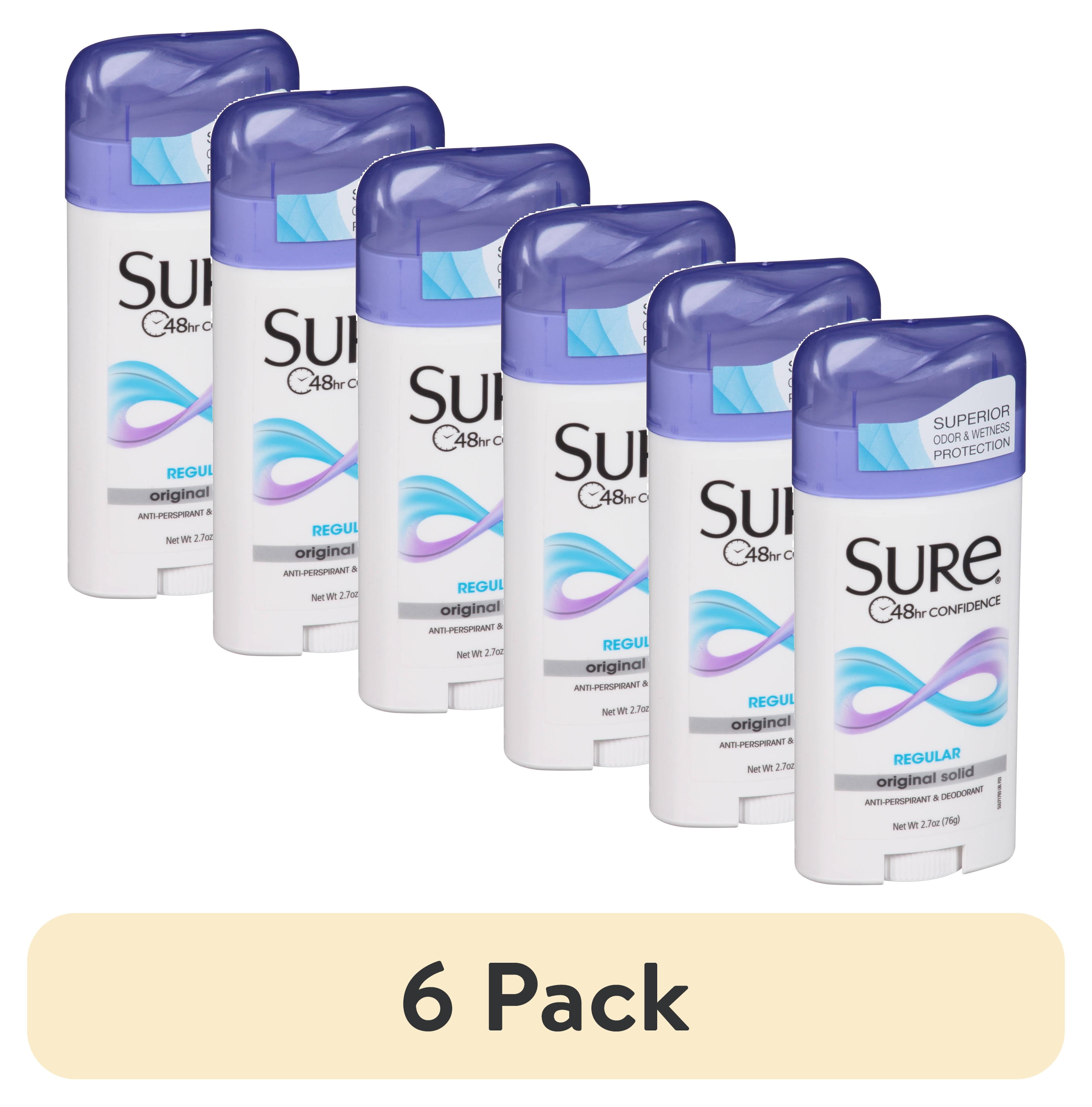 (6 pack) Sure Solid Anti-Perspirant Deodorant Original Solid Stick ...