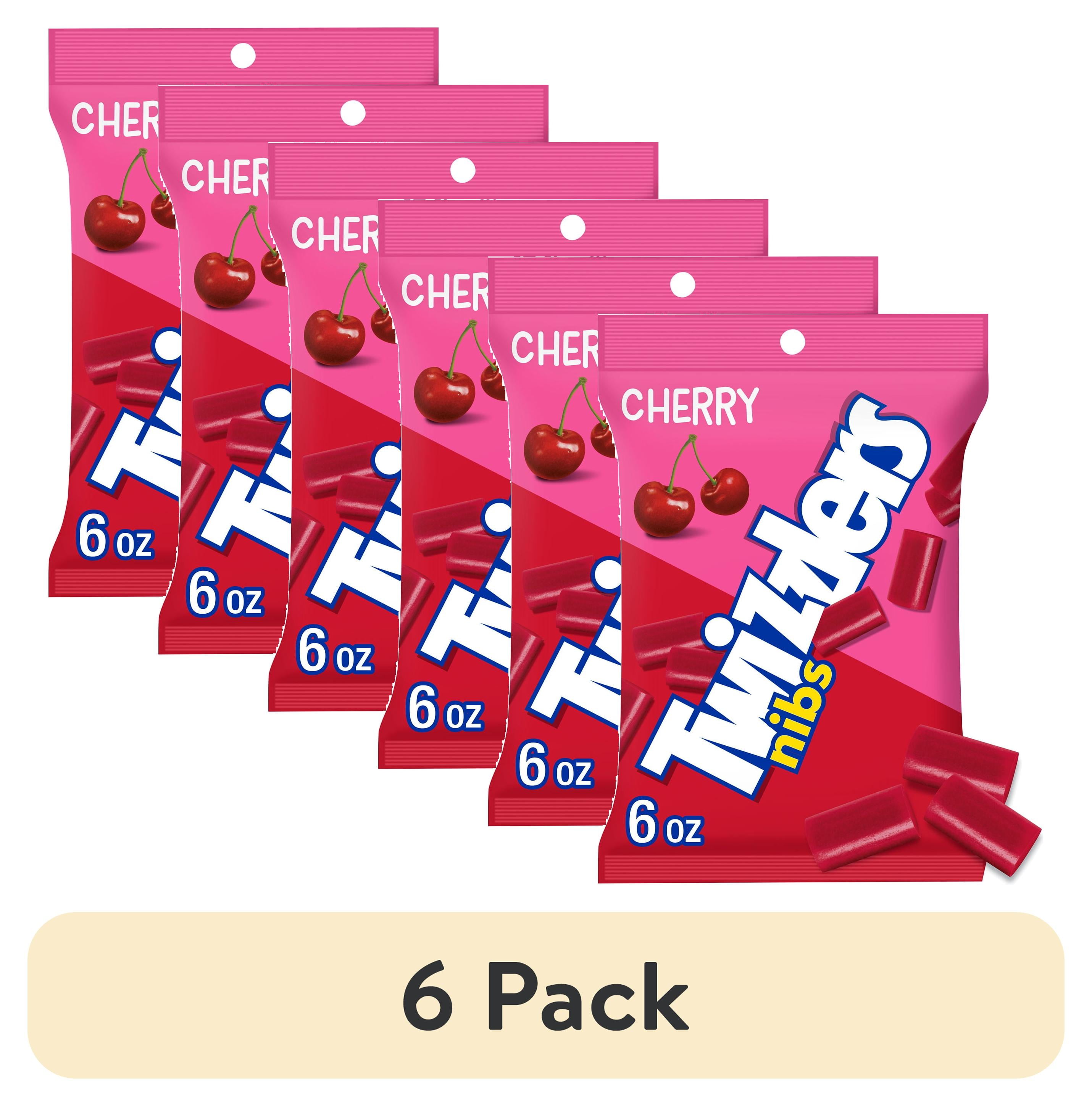 (6 pack) TWIZZLERS NIBS Cherry Flavored Licorice Style Candy Bag, 6 oz ...