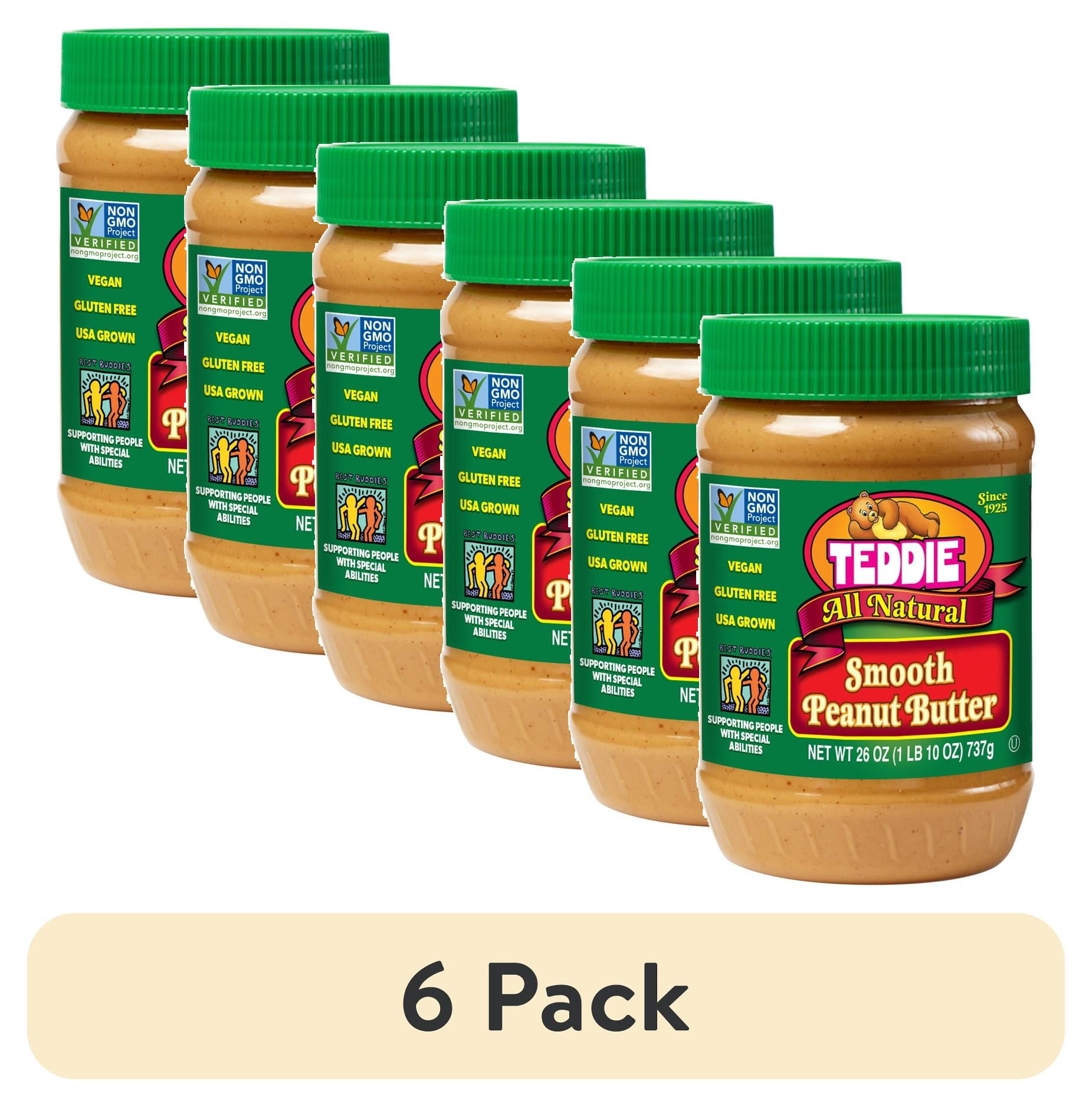 (6 pack) Teddie All Natural Smooth Peanut Butter, 26 oz - Walmart.com
