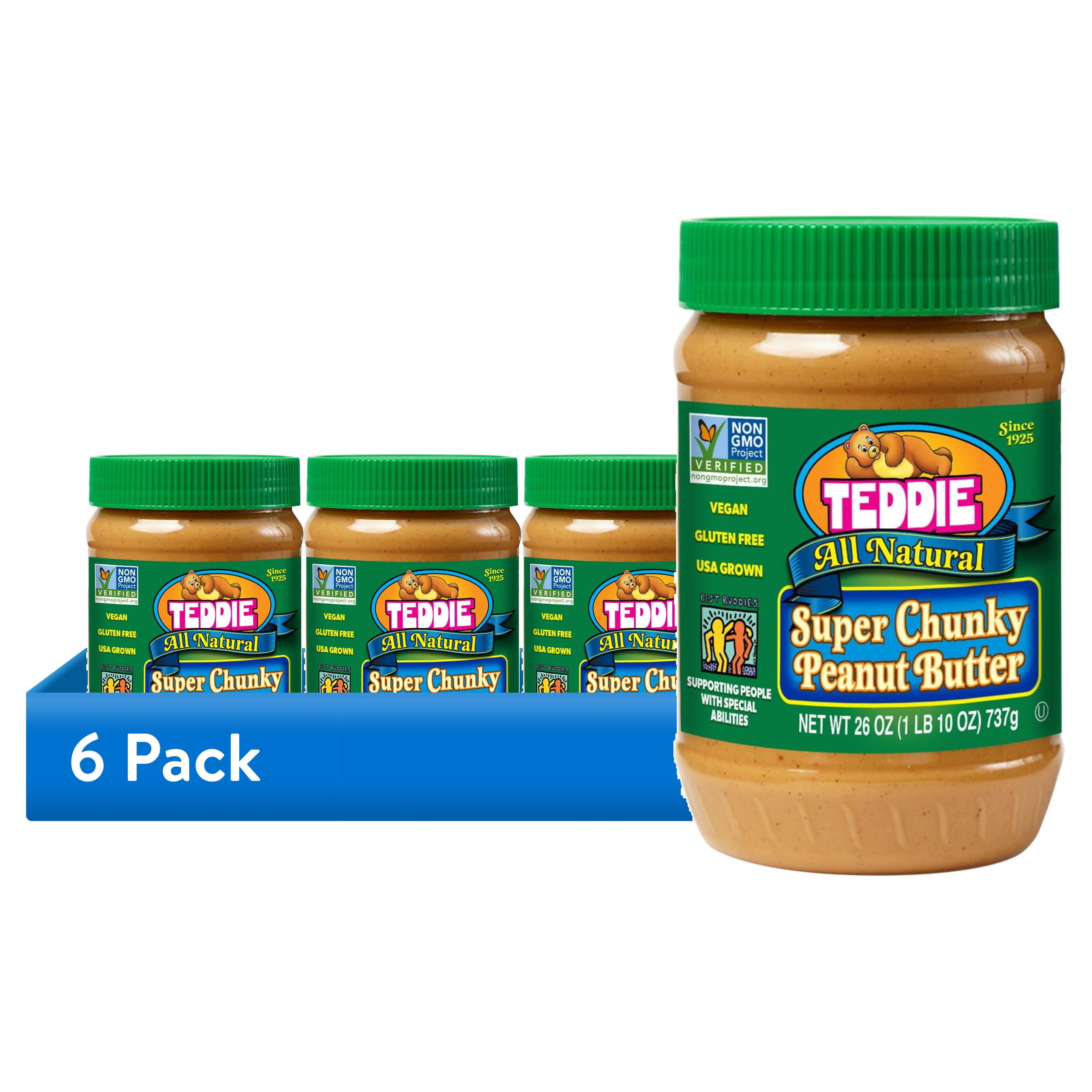 (6 pack) Teddie All Natural Super Chunky Peanut Butter, 26 oz - Walmart.com